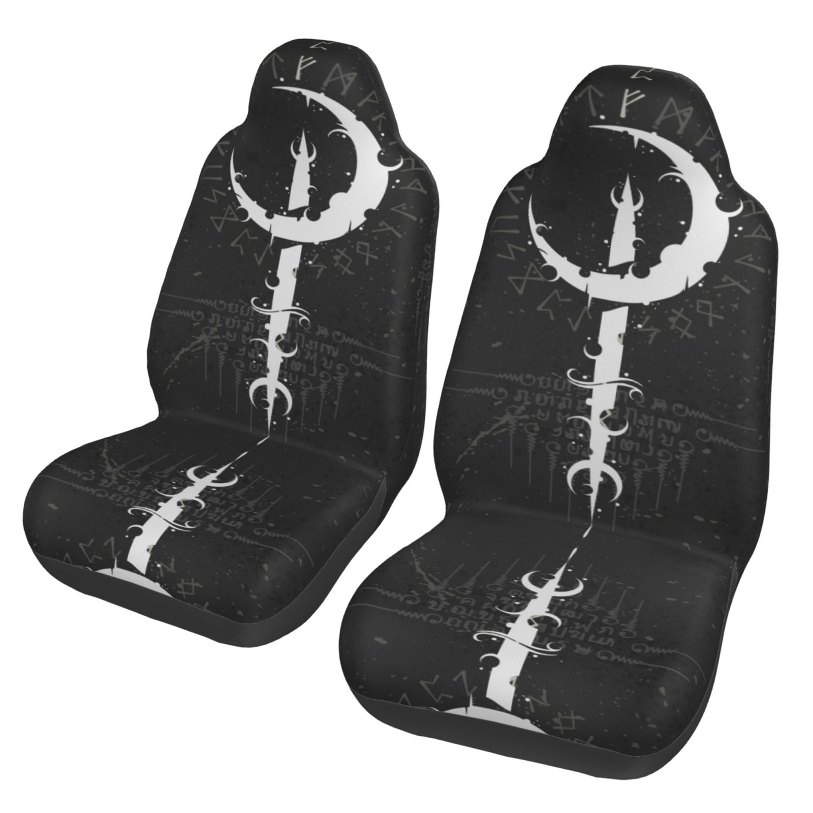 TEQUAN Front Seat Covers, Viking Occult Moon Symbols Pattern 2 Piece ...