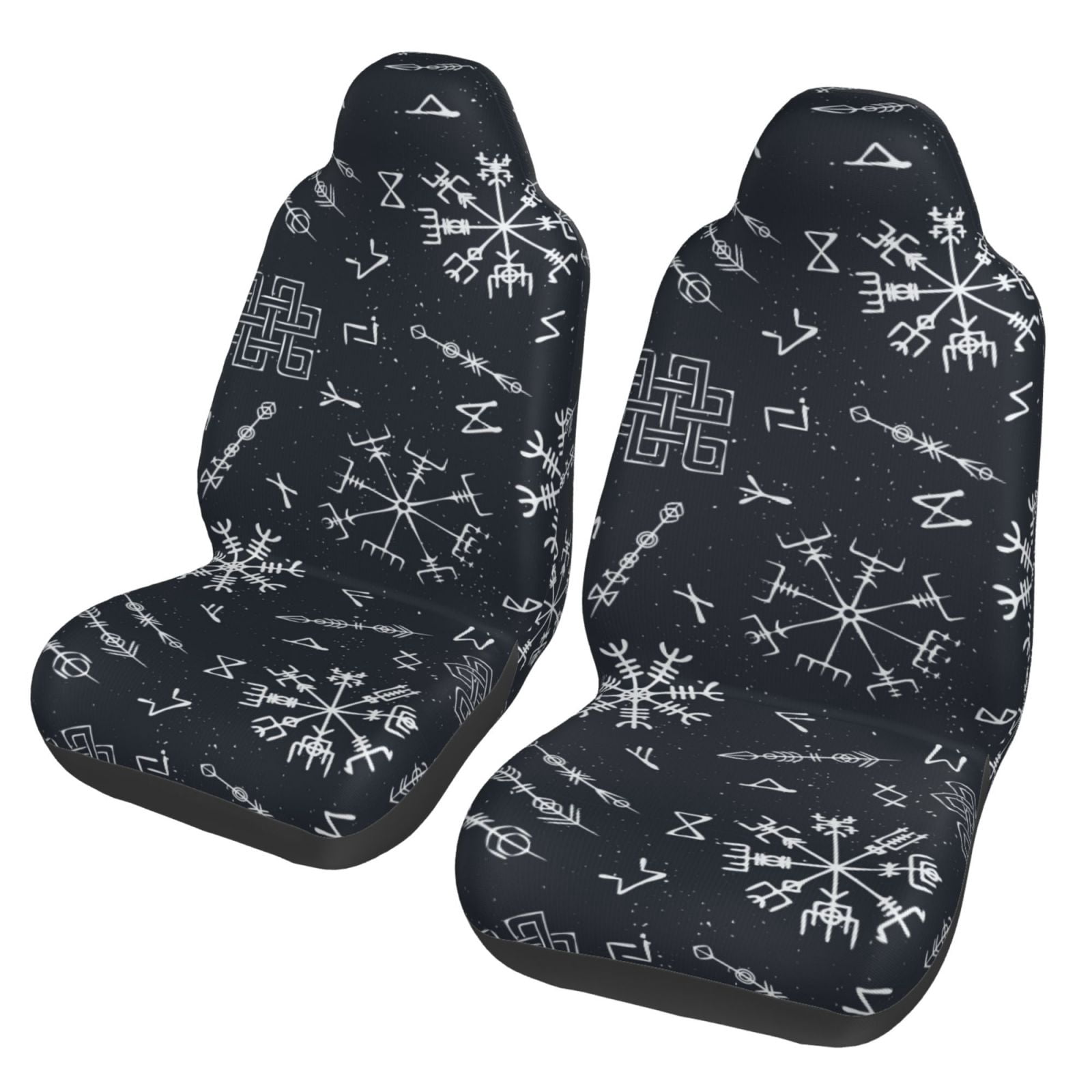 TEQUAN Front Seat Covers, Viking Runes Occult Symbols Pattern 2 Piece ...