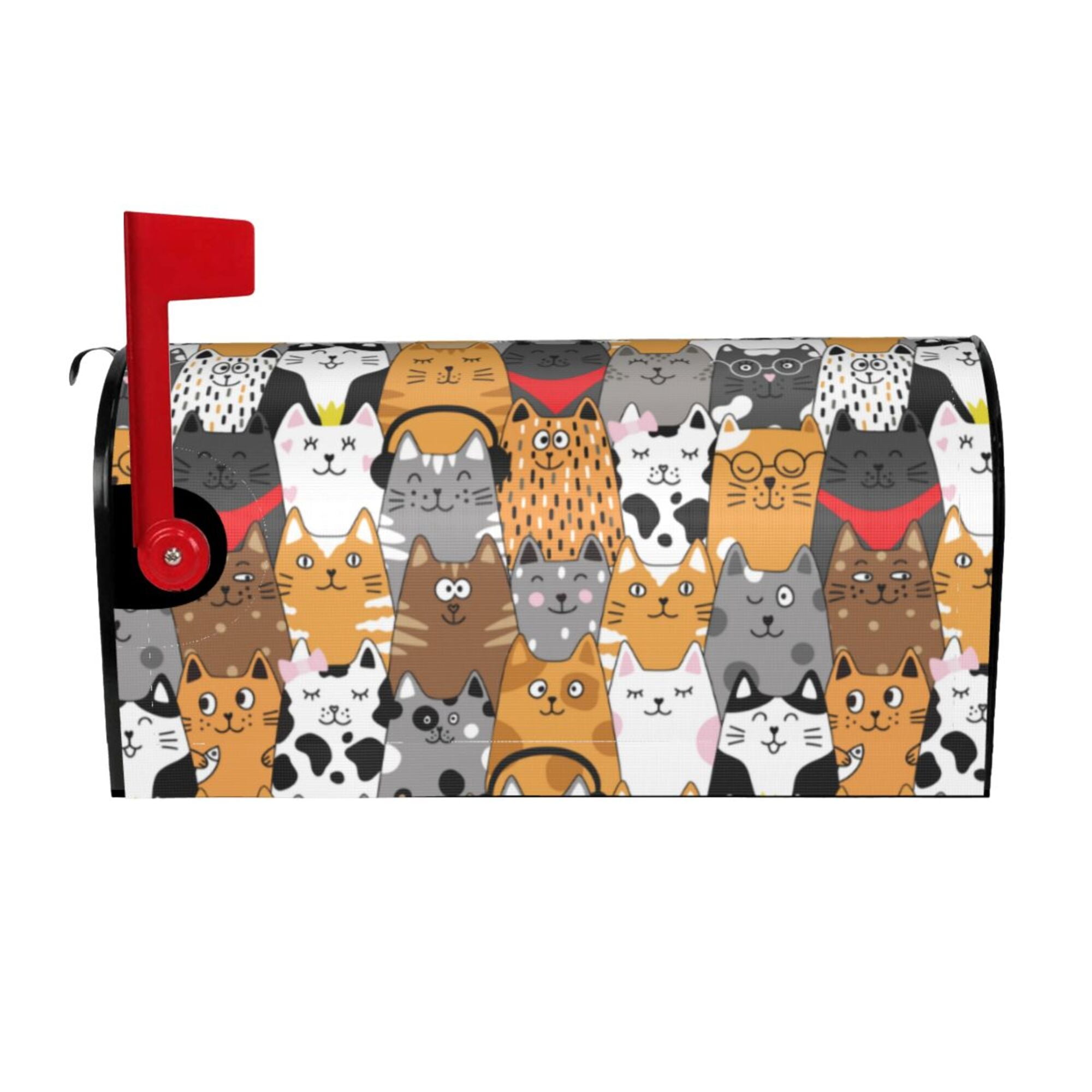 TEQUAN Funny Cartoon Cats Animals Magnetic Mailbox Cover, Mailbox Wraps ...