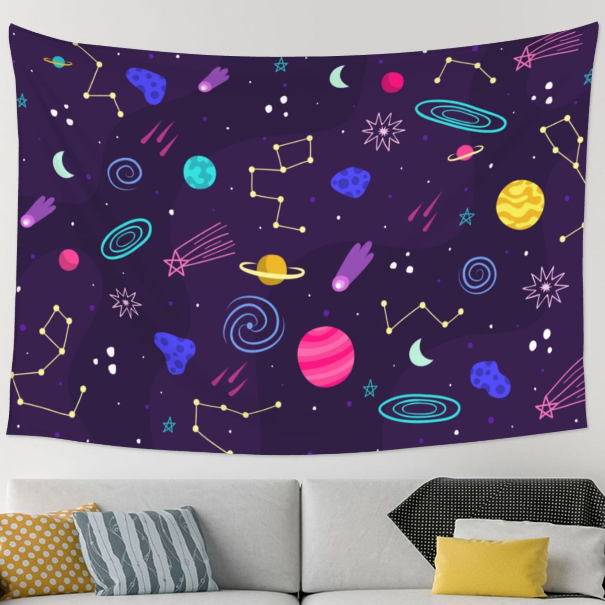 TEQUAN Galaxy Outer Space Night Sky Pattern Large Tapestry, Aesthetic ...