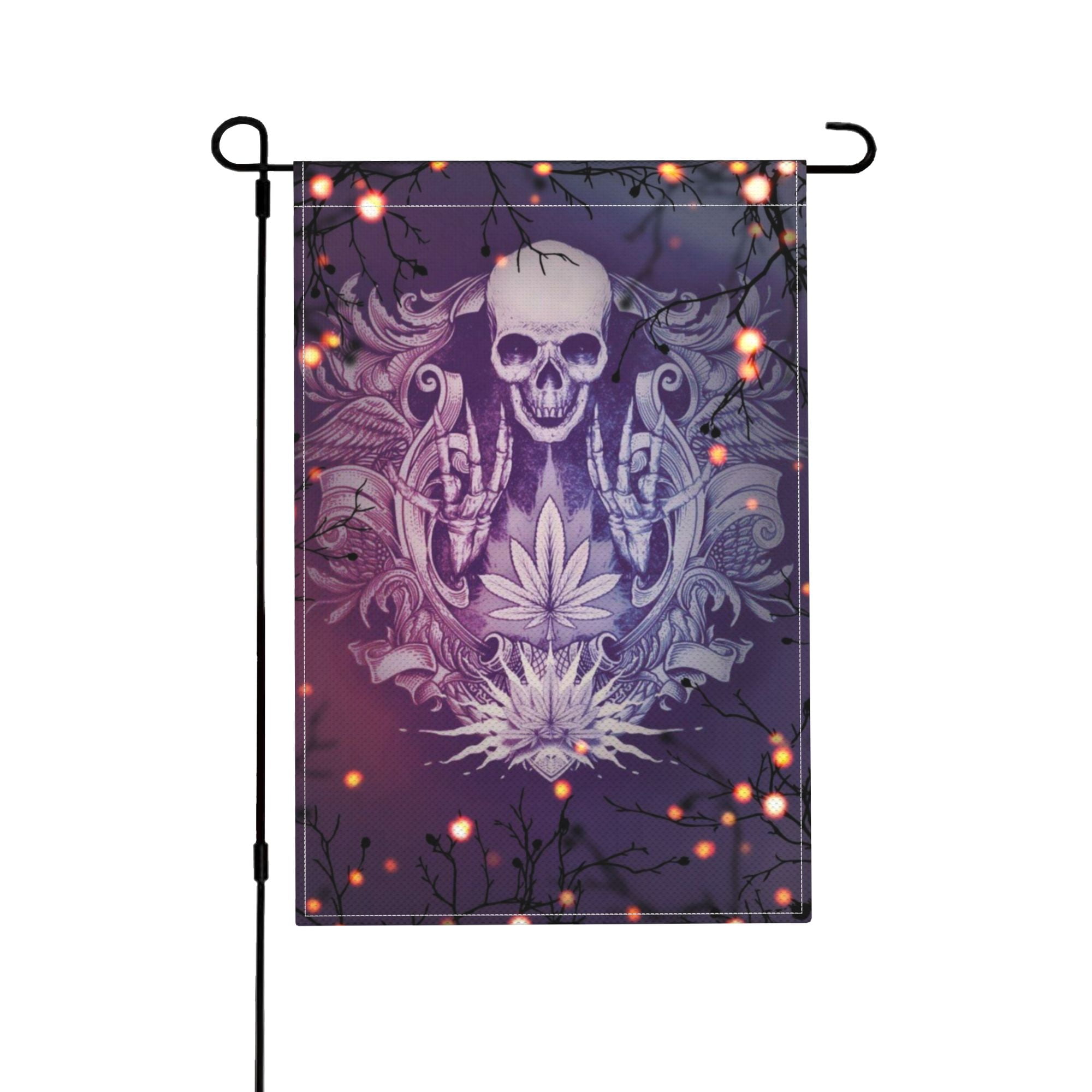 TEQUAN Gothic Dead Skull Skeleton Garden Flags, 18 x 12 inch Double ...