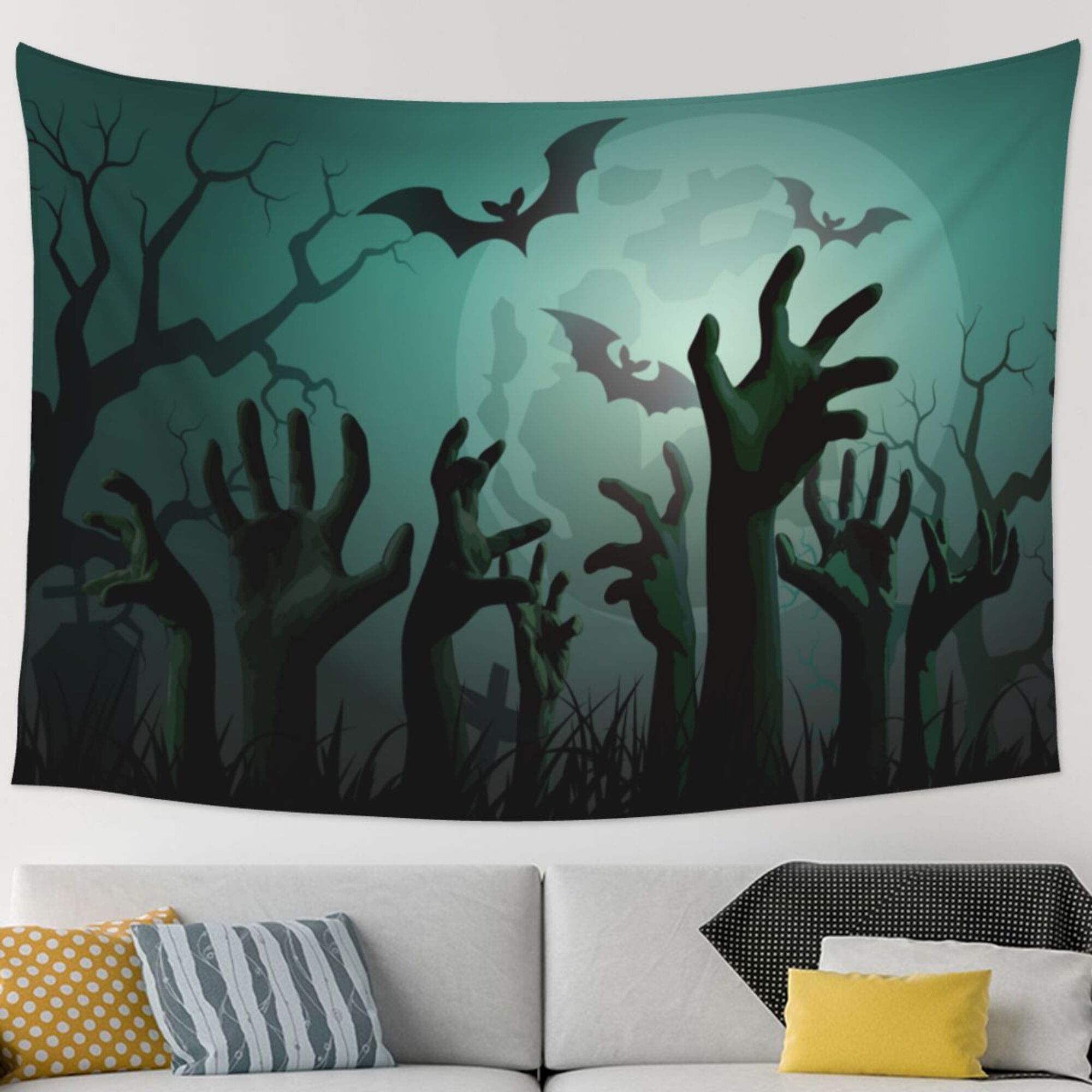 TEQUAN Halloween Zombie Party Pattern Large Tapestry, Aesthetic ...