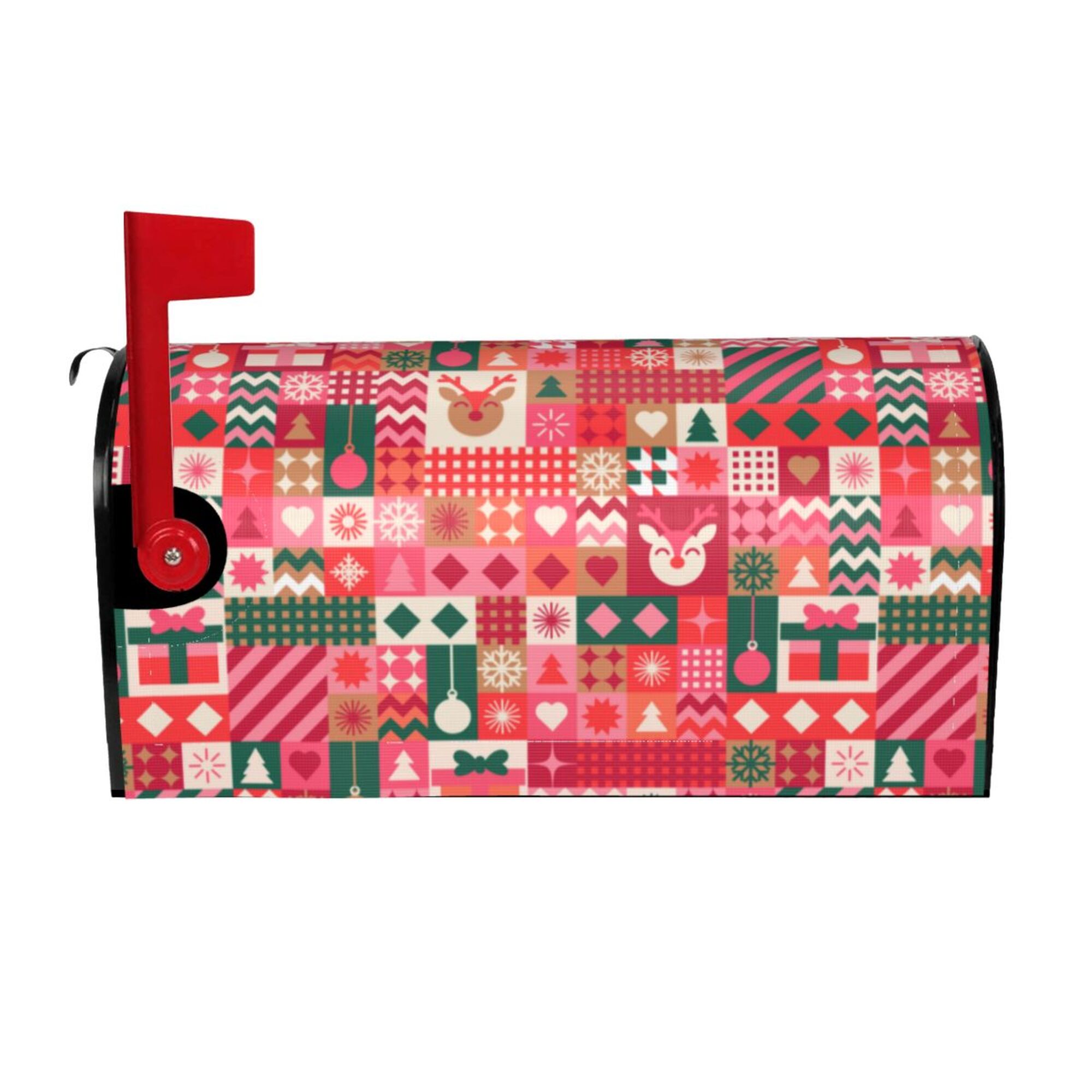 TEQUAN Happy Holidays Party Mosaic Magnetic Mailbox Cover, Mailbox ...