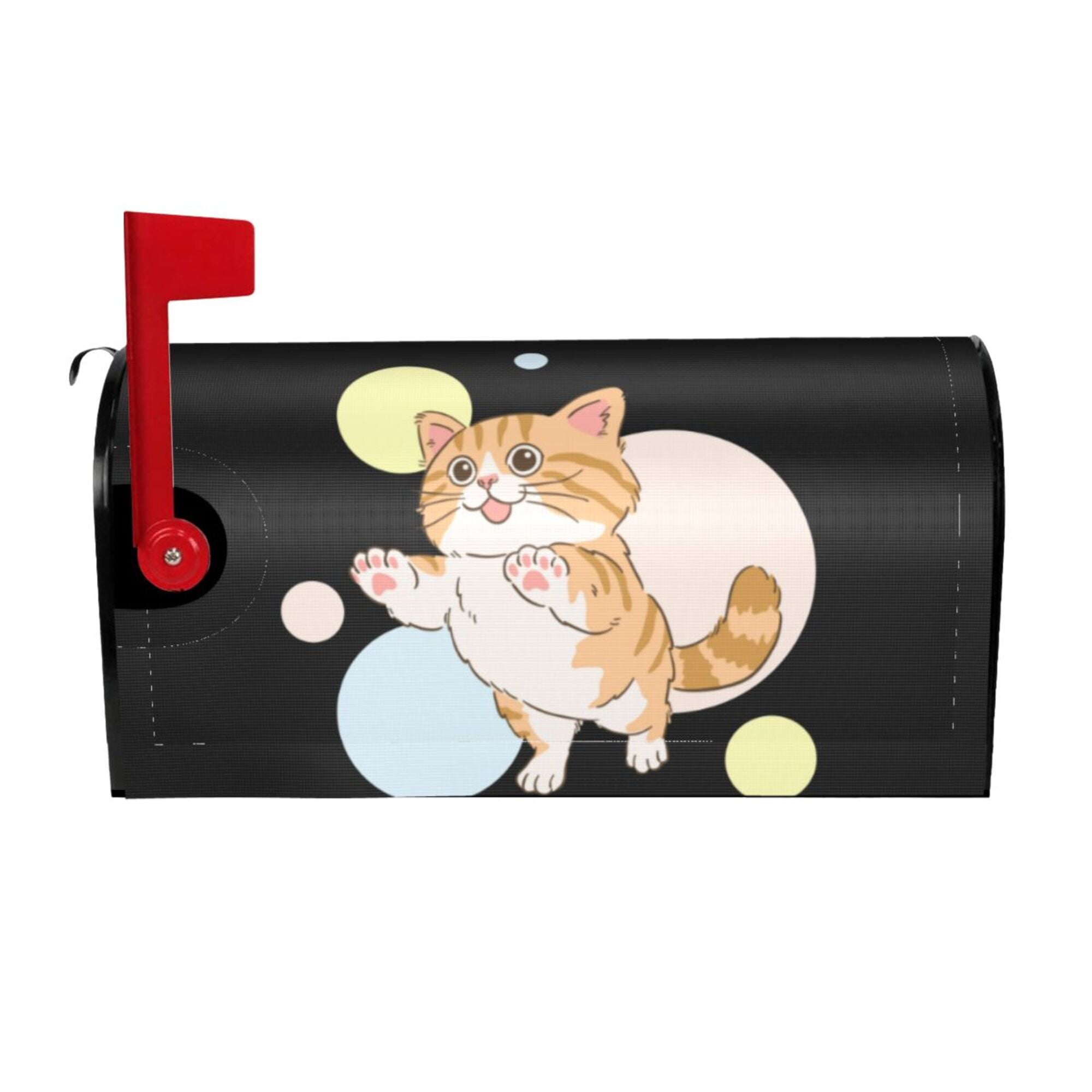 TEQUAN Happy Tabby Cat Magnetic Mailbox Cover, Mailbox Wraps Large Size ...