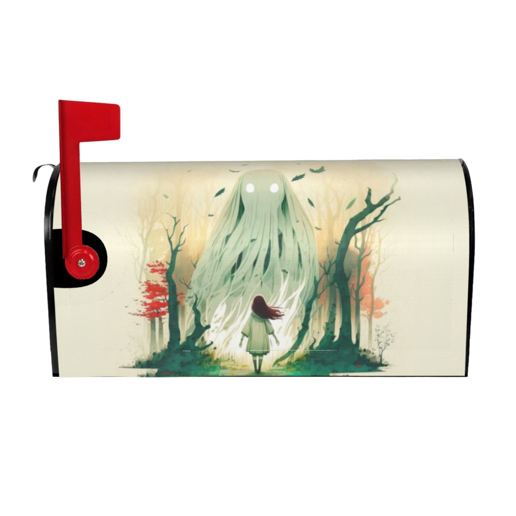 TEQUAN Horror Monster Forest Girl Magnetic Mailbox Cover, Mailbox Wraps ...