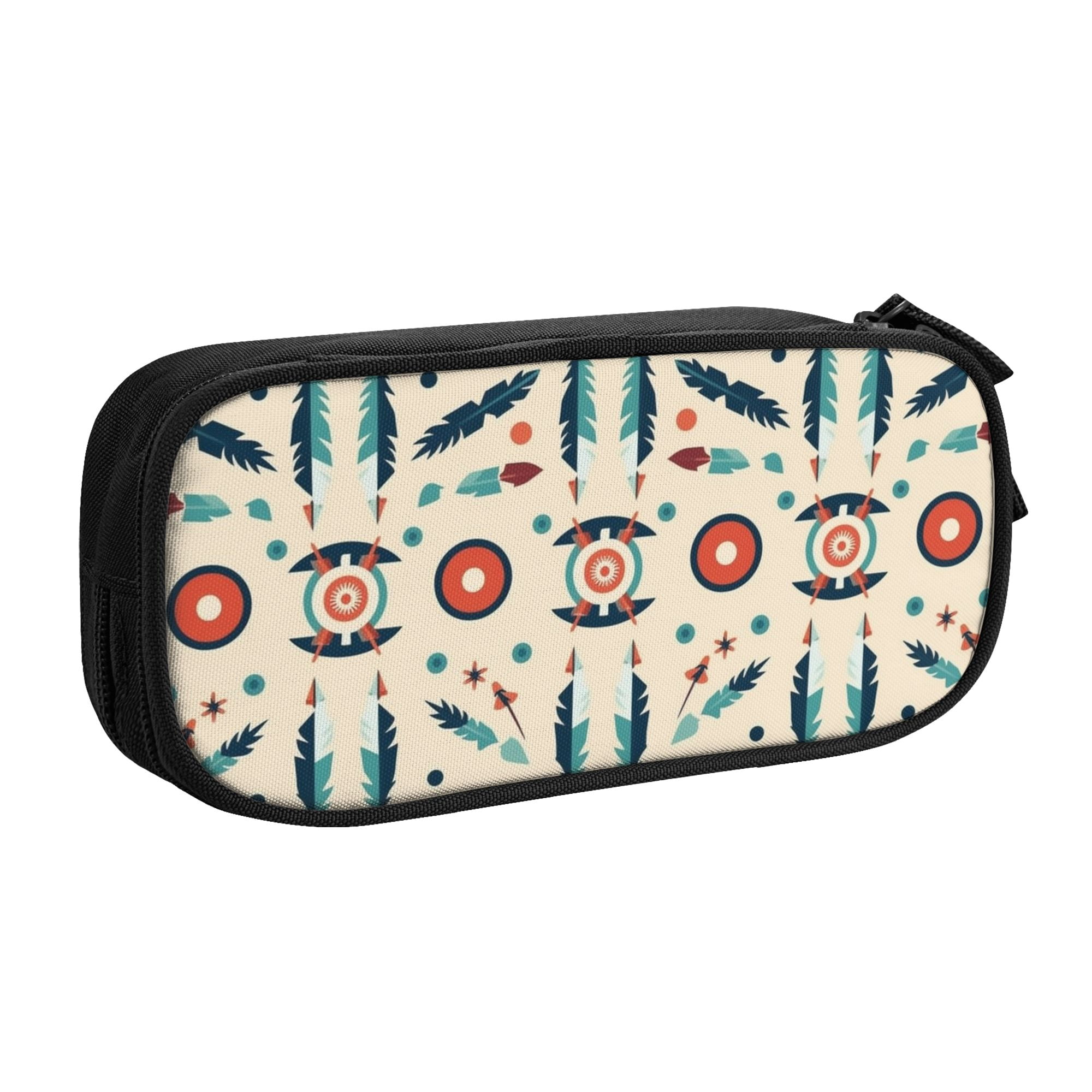 TEQUAN Large Capacity Pencil Case, Beige Boho Arrows Feathers Pattern ...