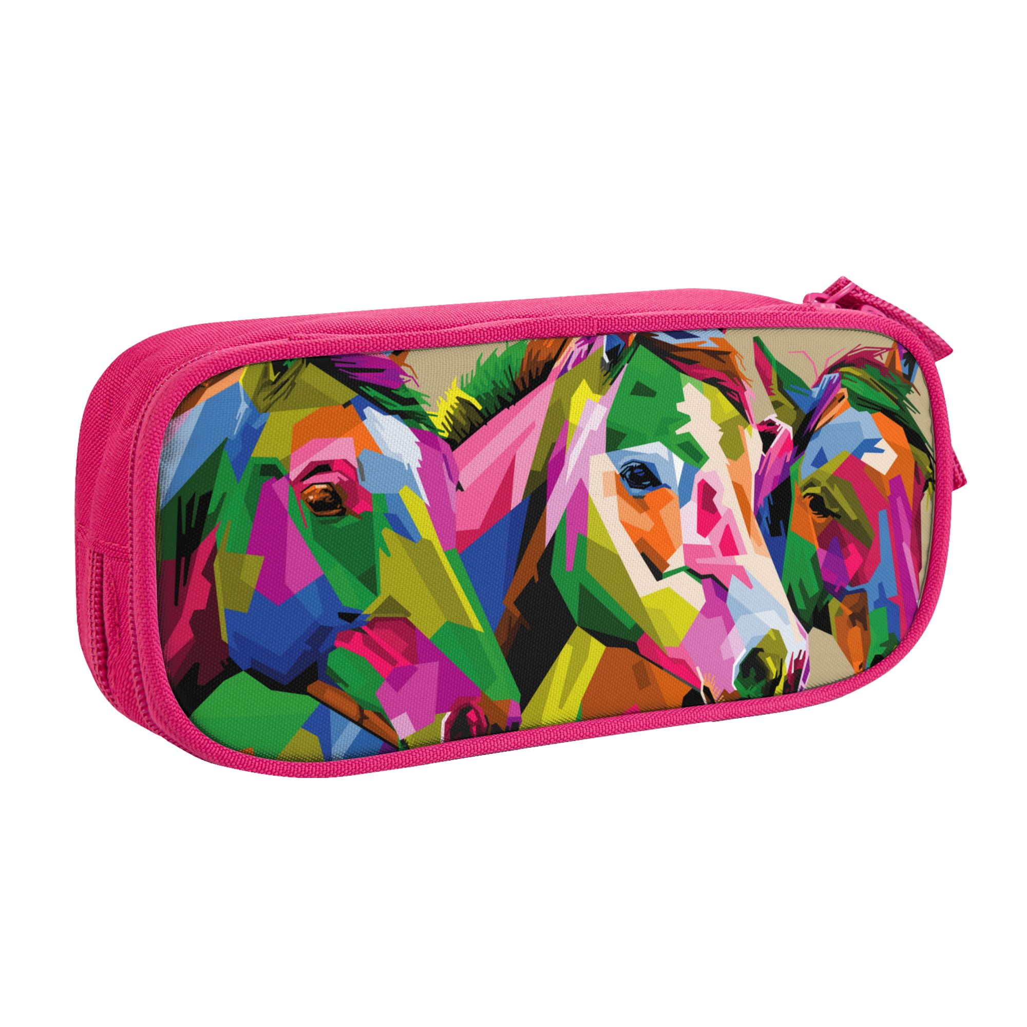 TEQUAN Large Capacity Pencil Case, Colorful Abstract Horses Pattern ...