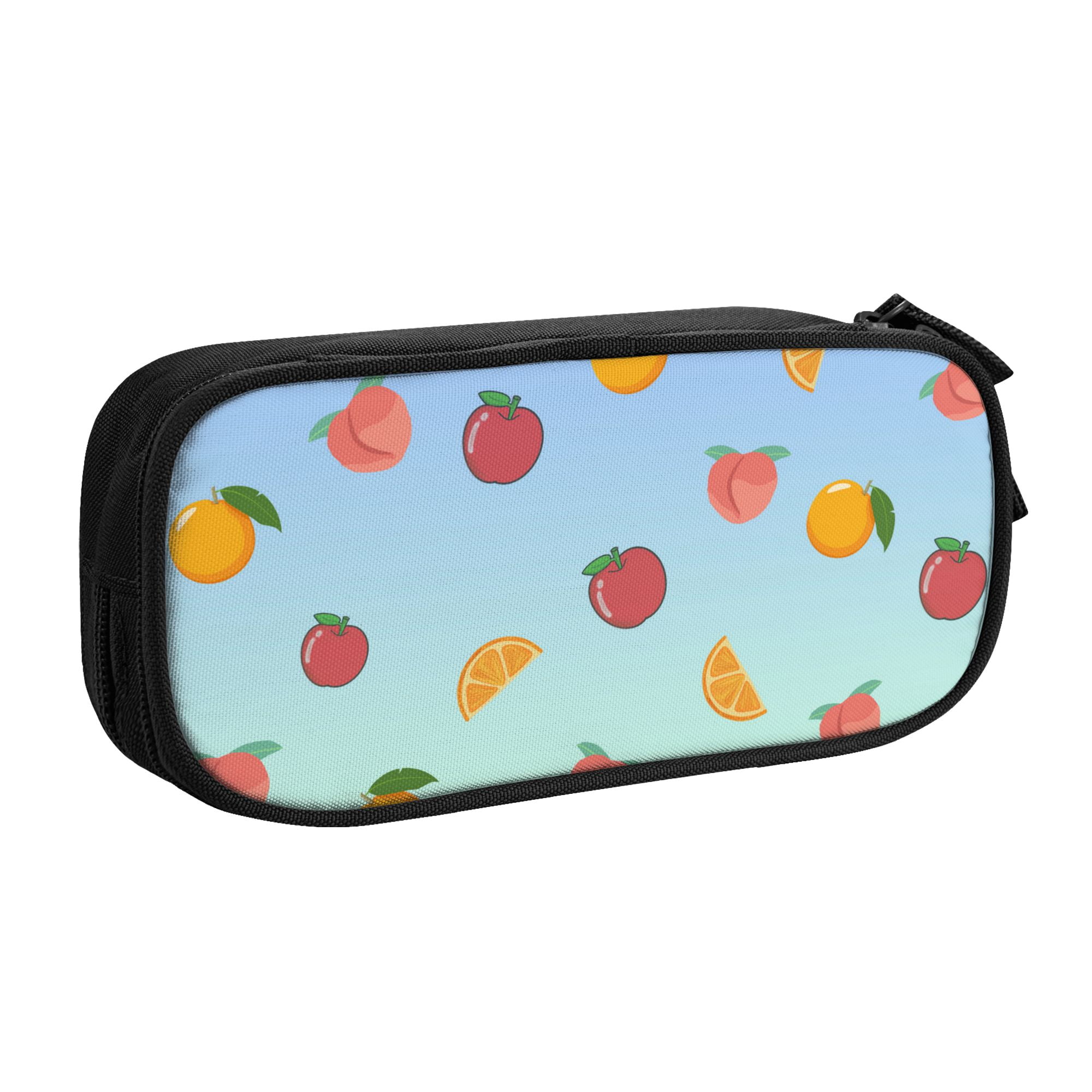 TEQUAN Large Capacity Pencil Case, Fruits Green Background Pattern ...