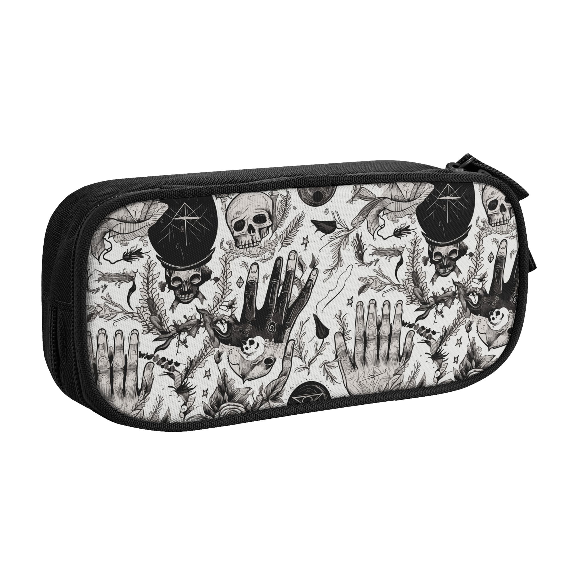 TEQUAN Large Capacity Pencil Case, Grunge Goth Aesthetic Pattern Pencil Pouch 2 Compartments ...