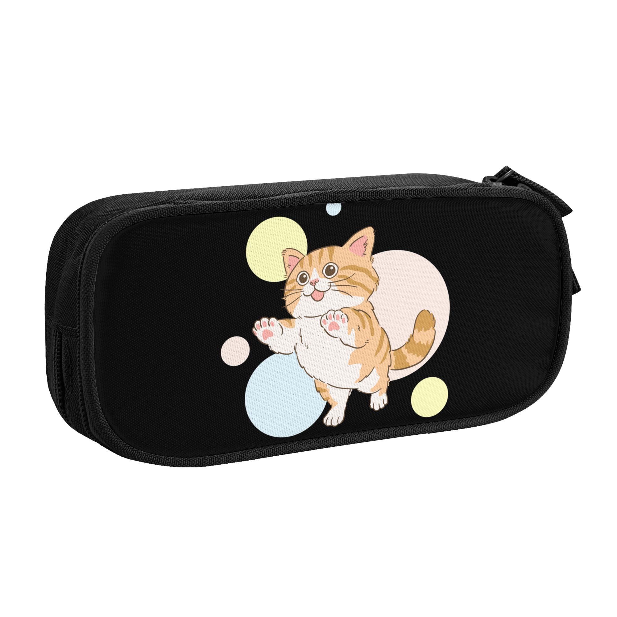TEQUAN Large Capacity Pencil Case, Happy Tabby Cat Pattern Pencil Pouch ...