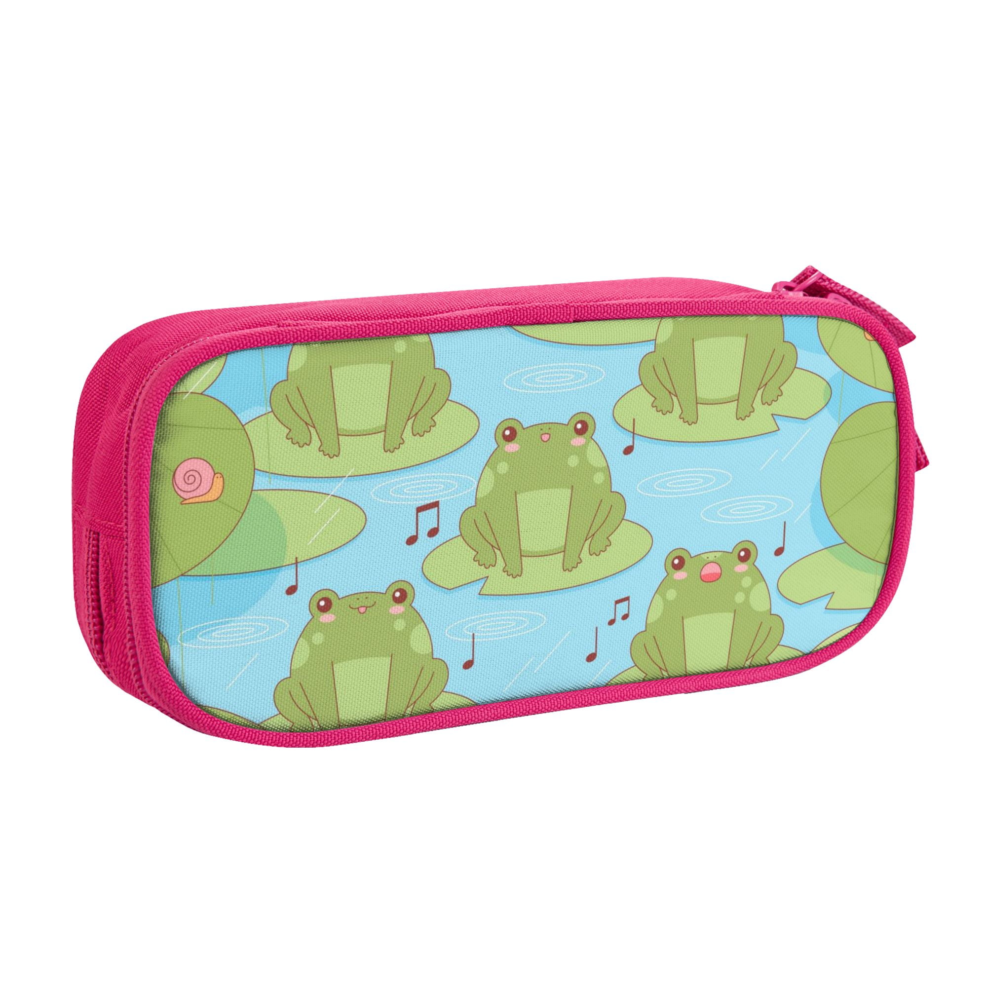 TEQUAN Large Capacity Pencil Case, Kawaii Singing Frogs Pattern Pencil ...