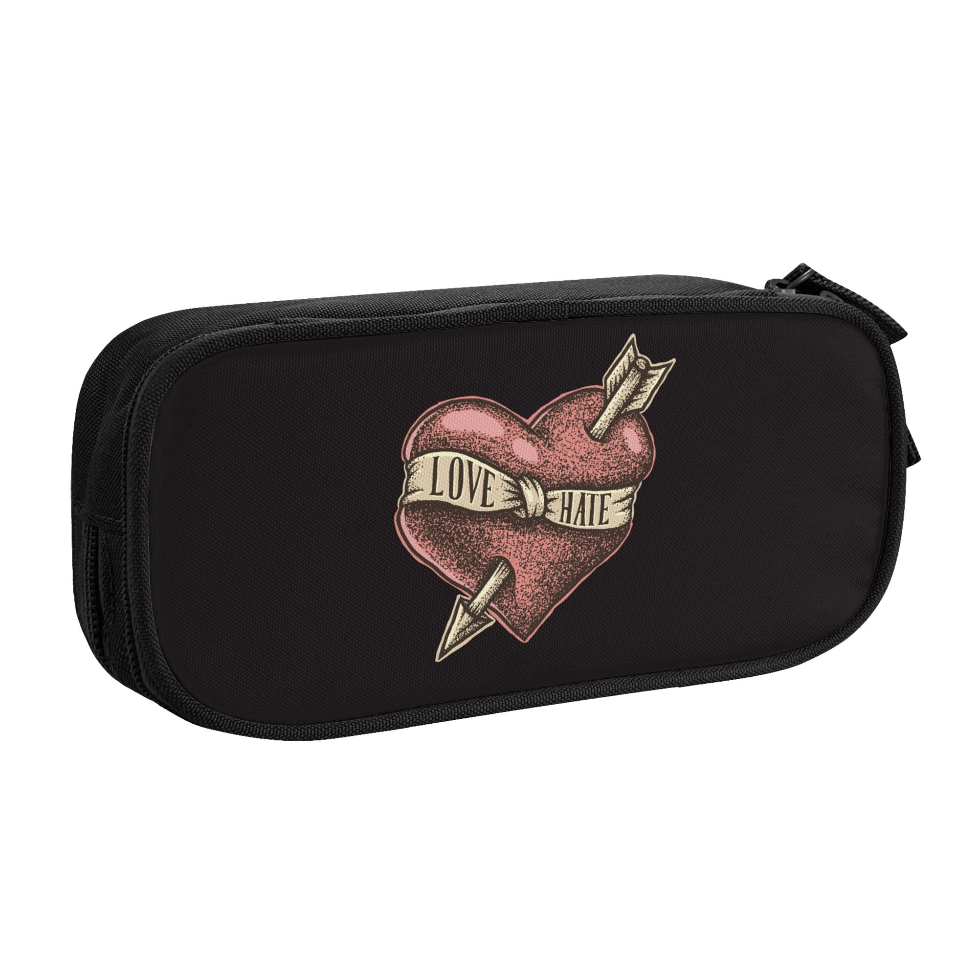 TEQUAN Large Capacity Pencil Case, Love Heart with Arrow Pattern Pencil ...
