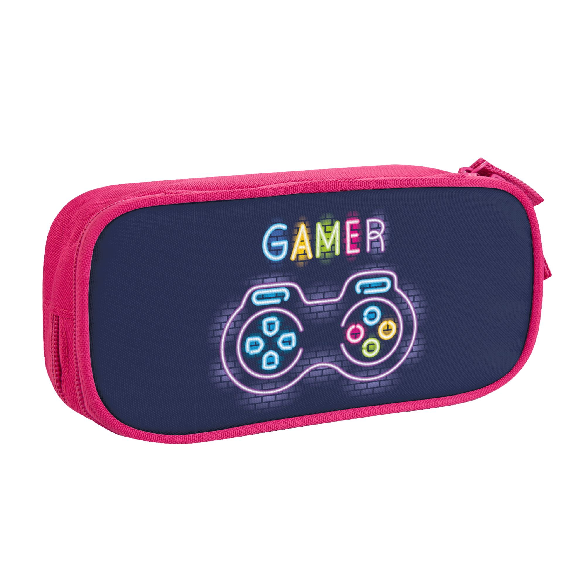TEQUAN Large Capacity Pencil Case, Neon Gamepad Gamer Sign Pattern ...