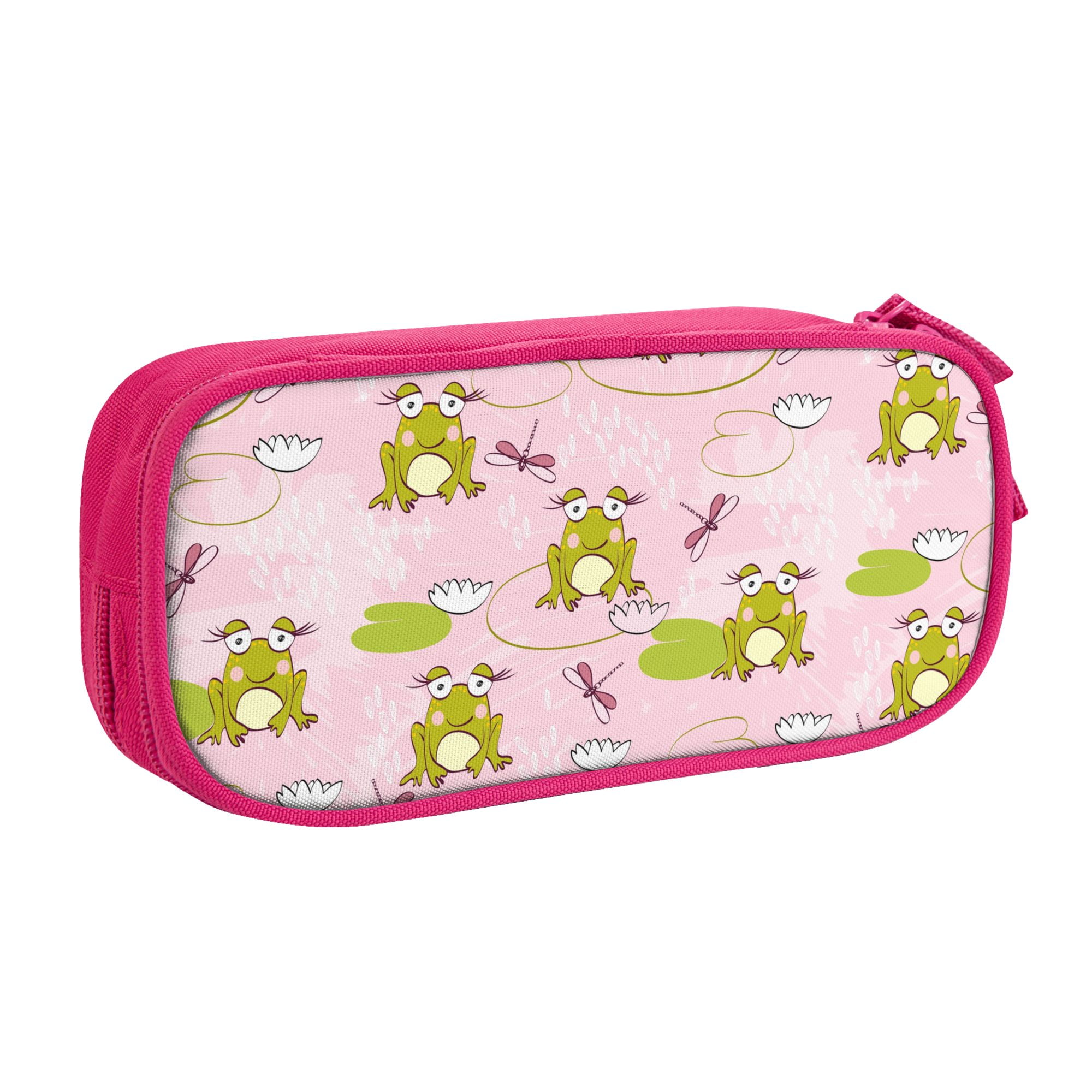 TEQUAN Large Capacity Pencil Case, Pink Cute Frogs Dragonflies Pattern ...