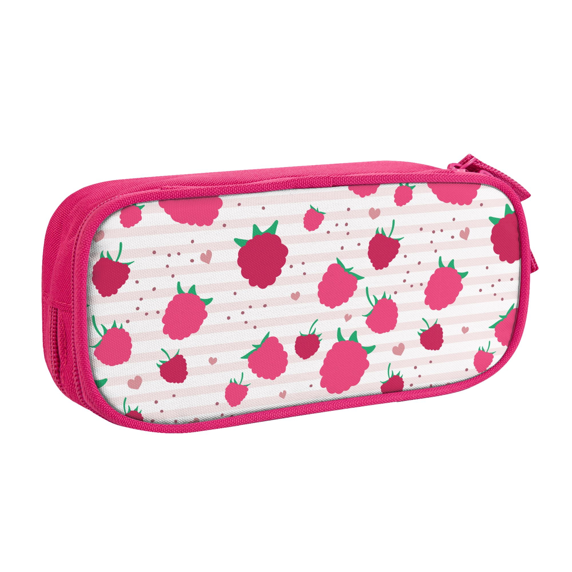 TEQUAN Large Capacity Pencil Case, Pink Raspberries Fruits Pattern ...