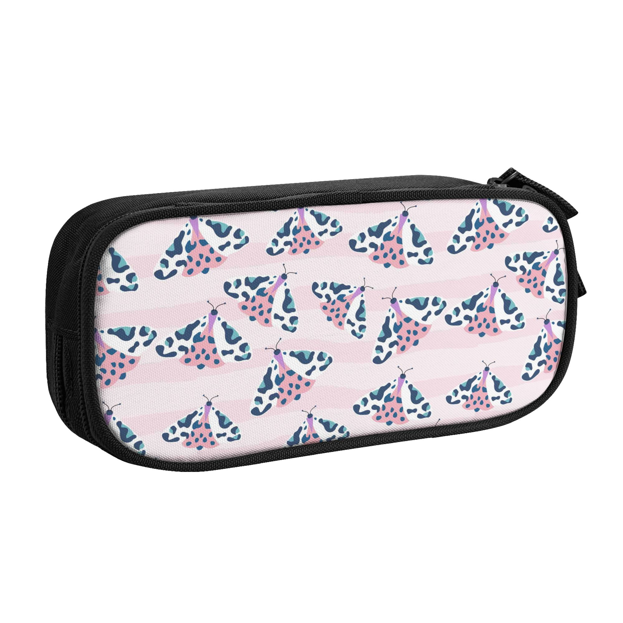 TEQUAN Large Capacity Pencil Case, Pink Stripes Butterfly Pattern ...