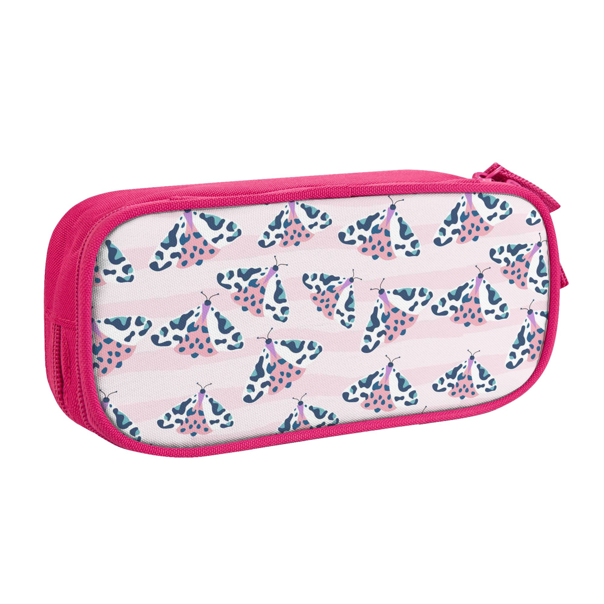 TEQUAN Large Capacity Pencil Case, Pink Stripes Butterfly Pattern ...