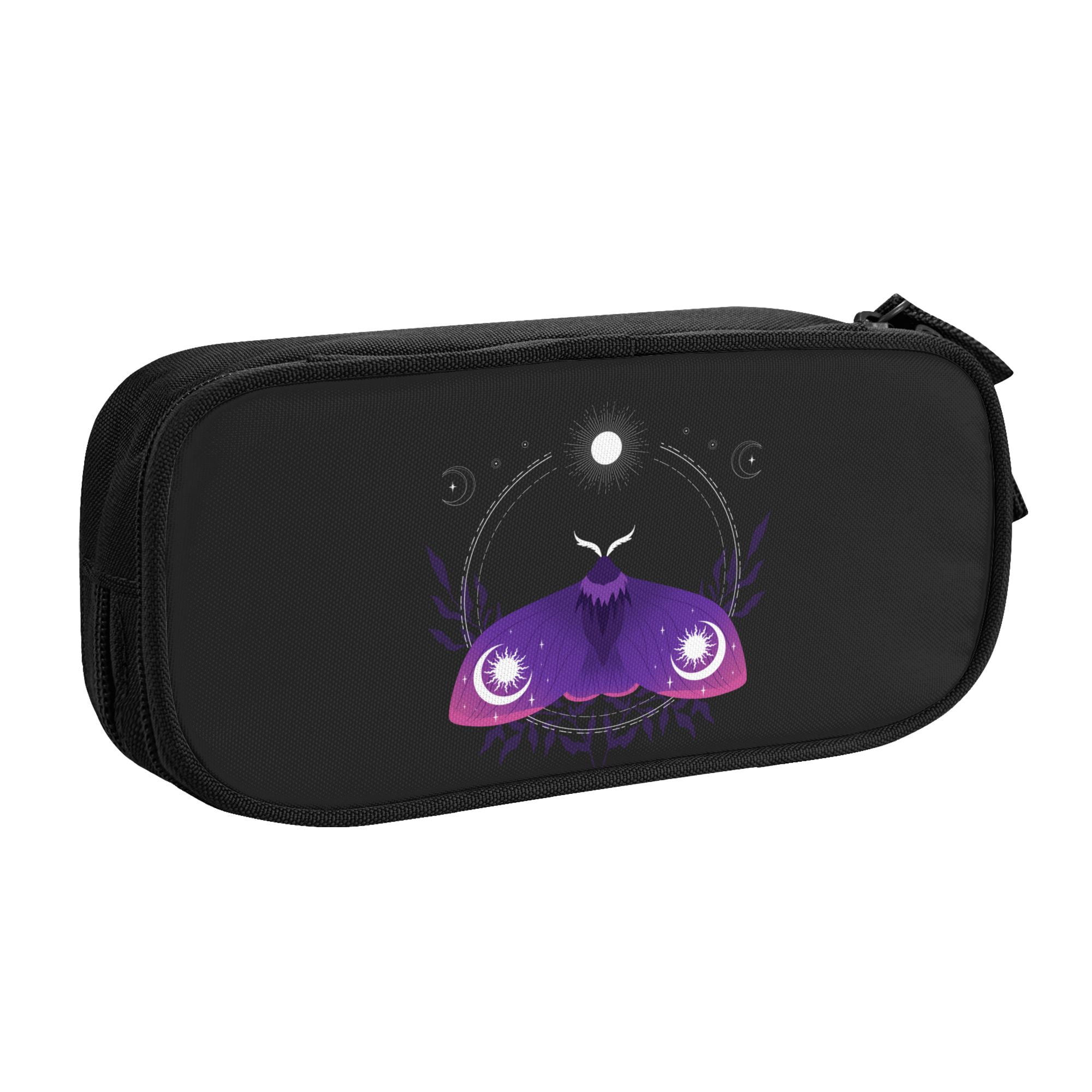 TEQUAN Large Capacity Pencil Case, Purple Moth Sun Crescent Moon ...