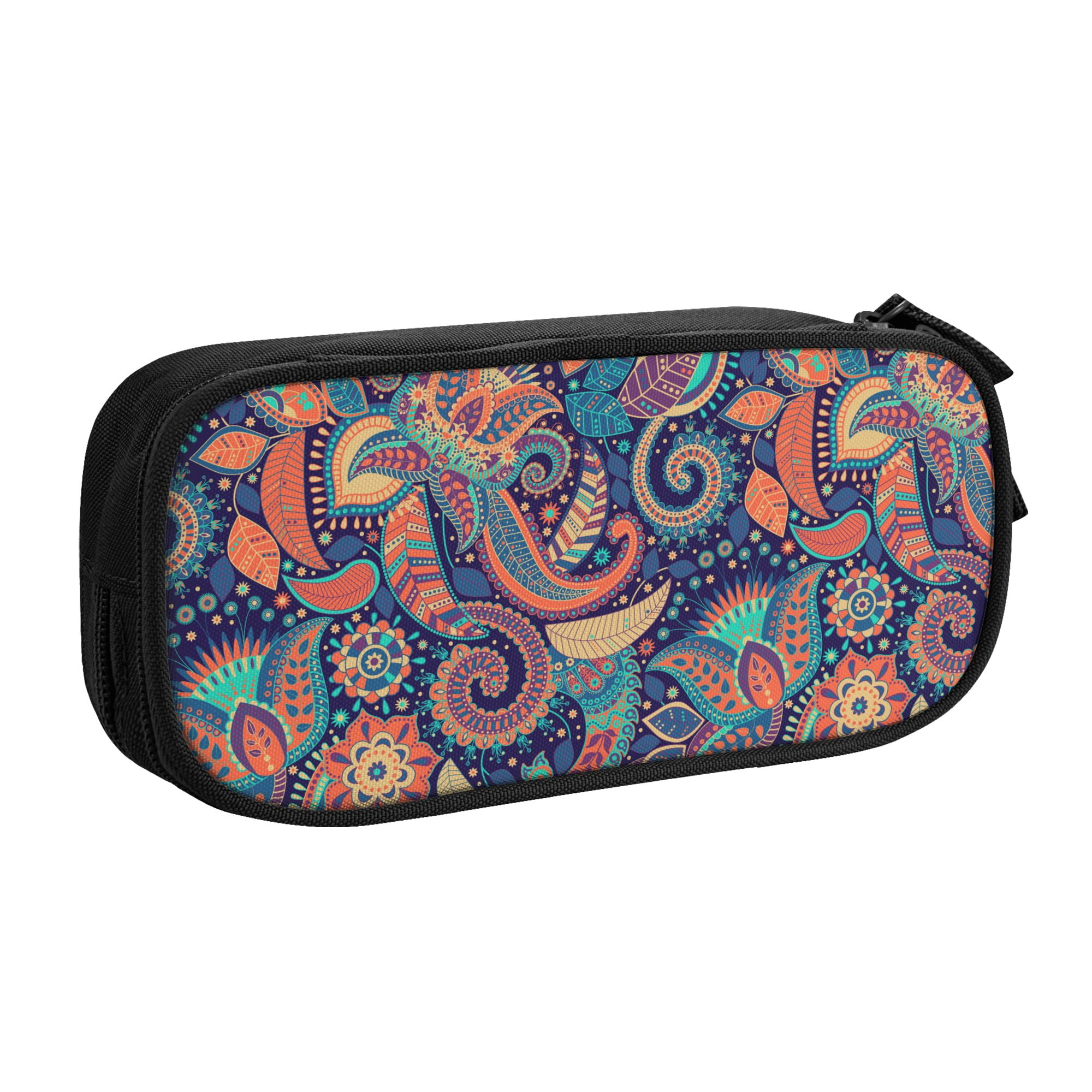 TEQUAN Large Capacity Pencil Case, Retro Paisley Floral Batik Pattern ...
