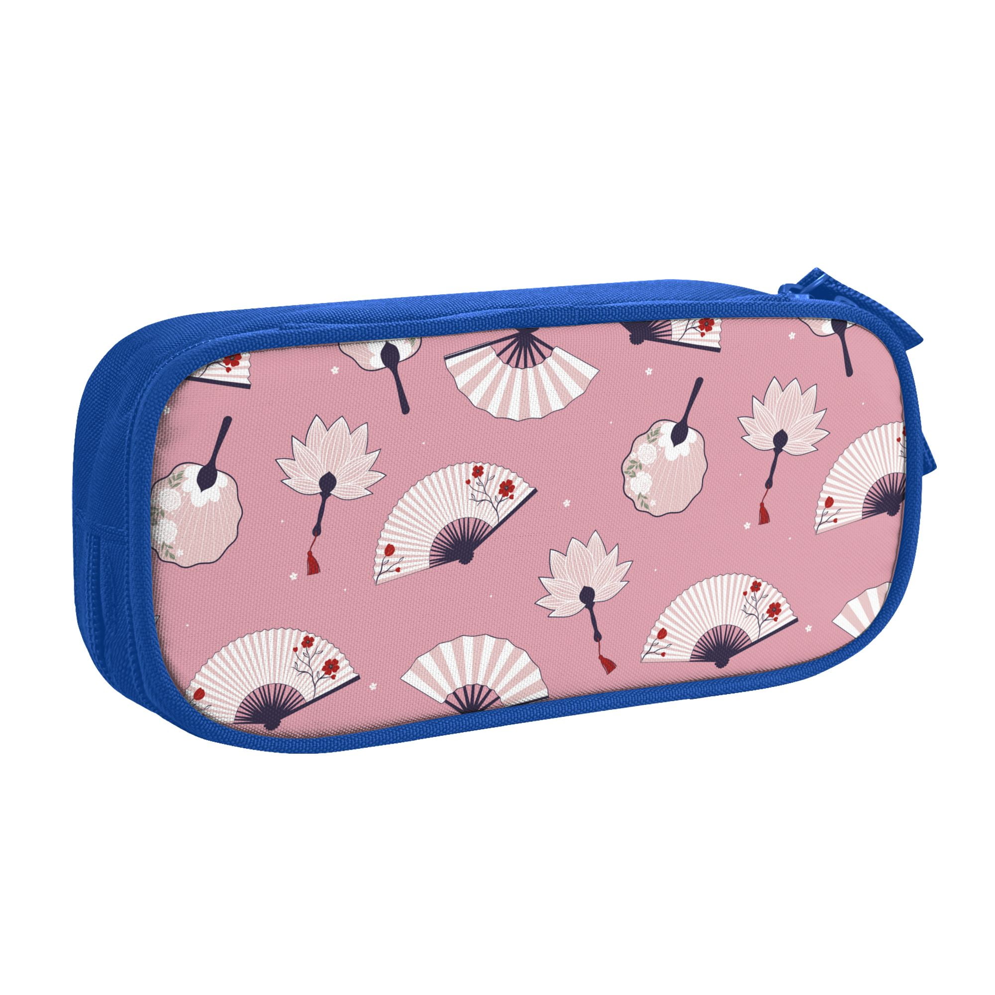 TEQUAN Large Capacity Pencil Case, Retro Pink Asian Hand Fans Pattern ...