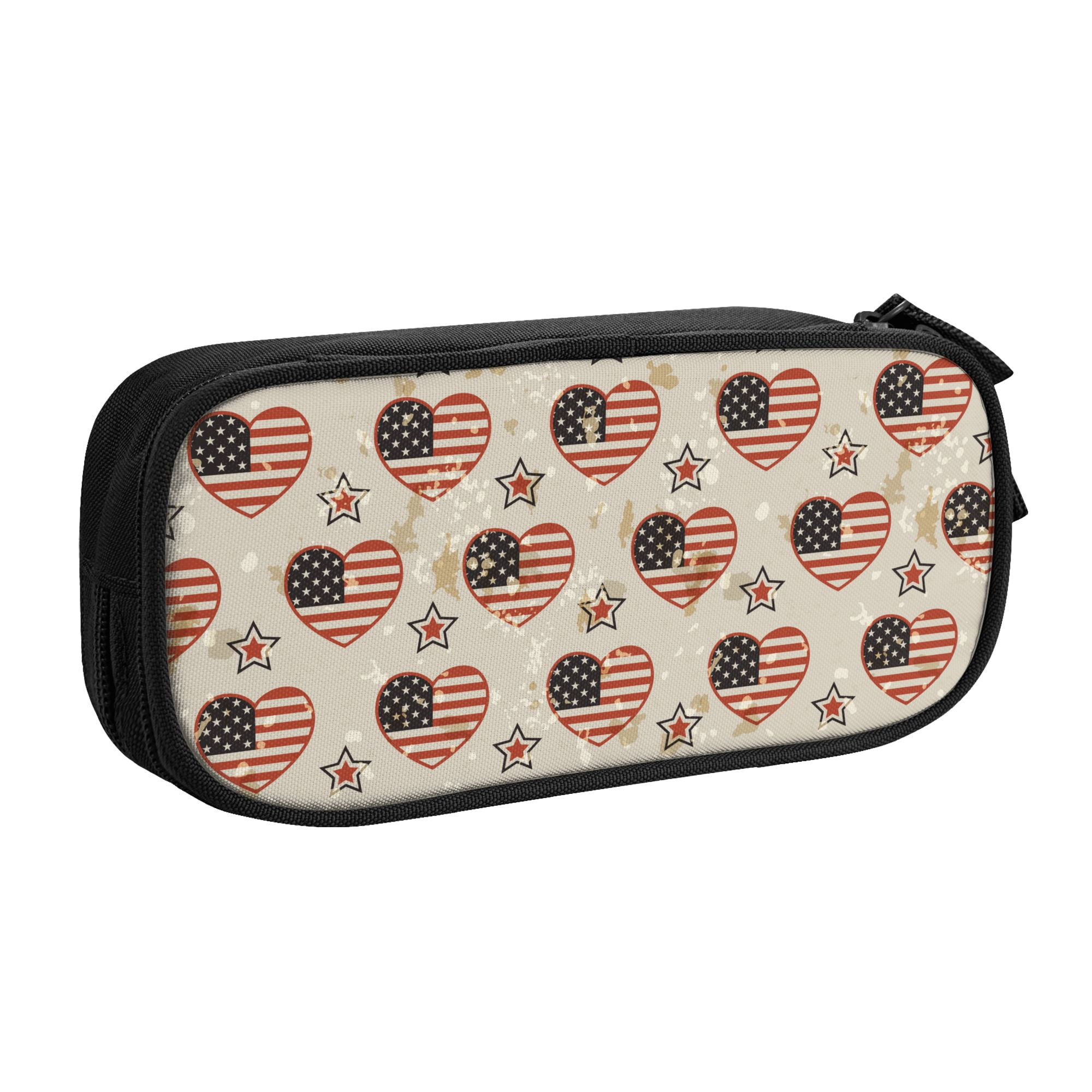 TEQUAN Large Capacity Pencil Case, Retro Usa Flag and Star Pattern ...