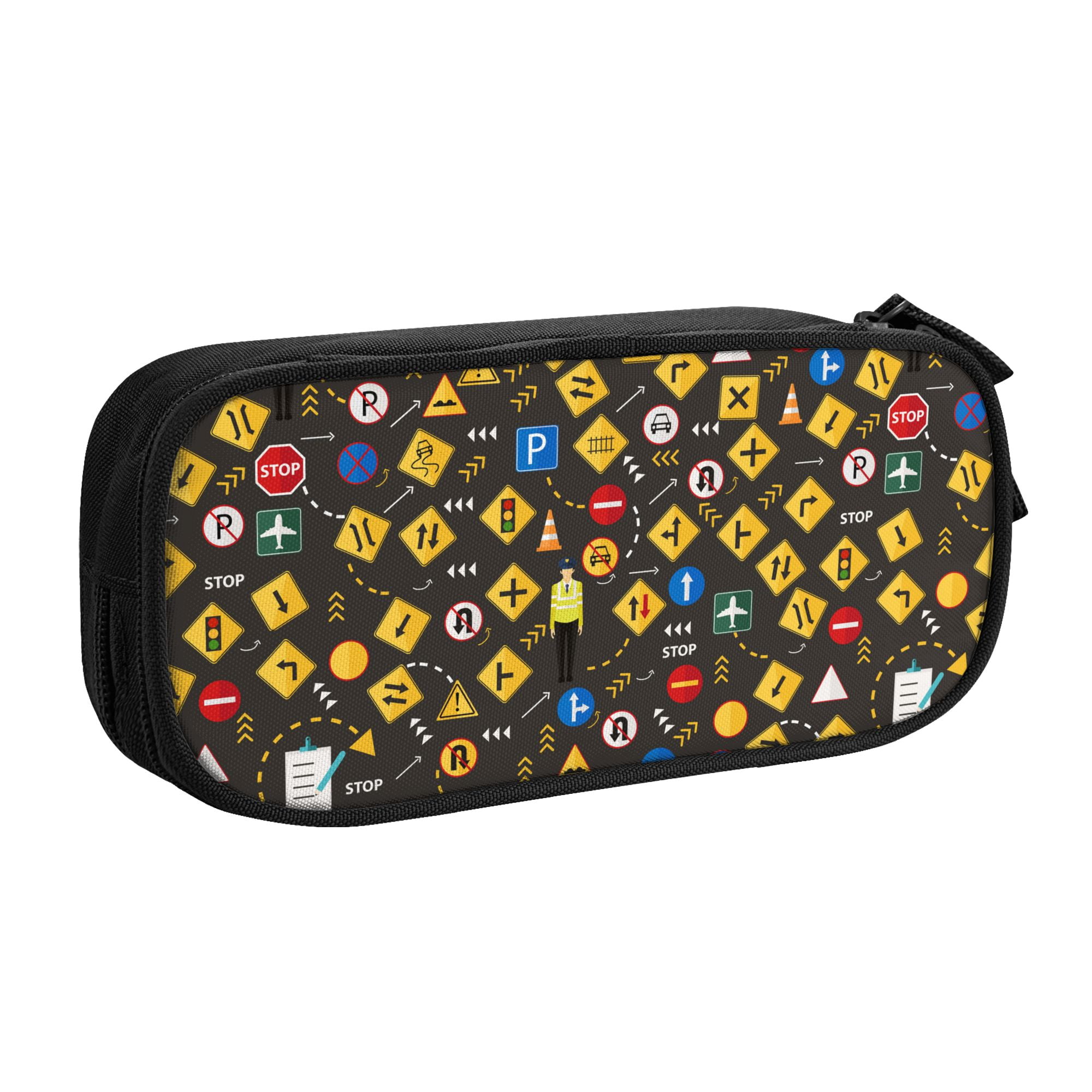 TEQUAN Large Capacity Pencil Case, Road Safety Traffic Signs Pattern ...