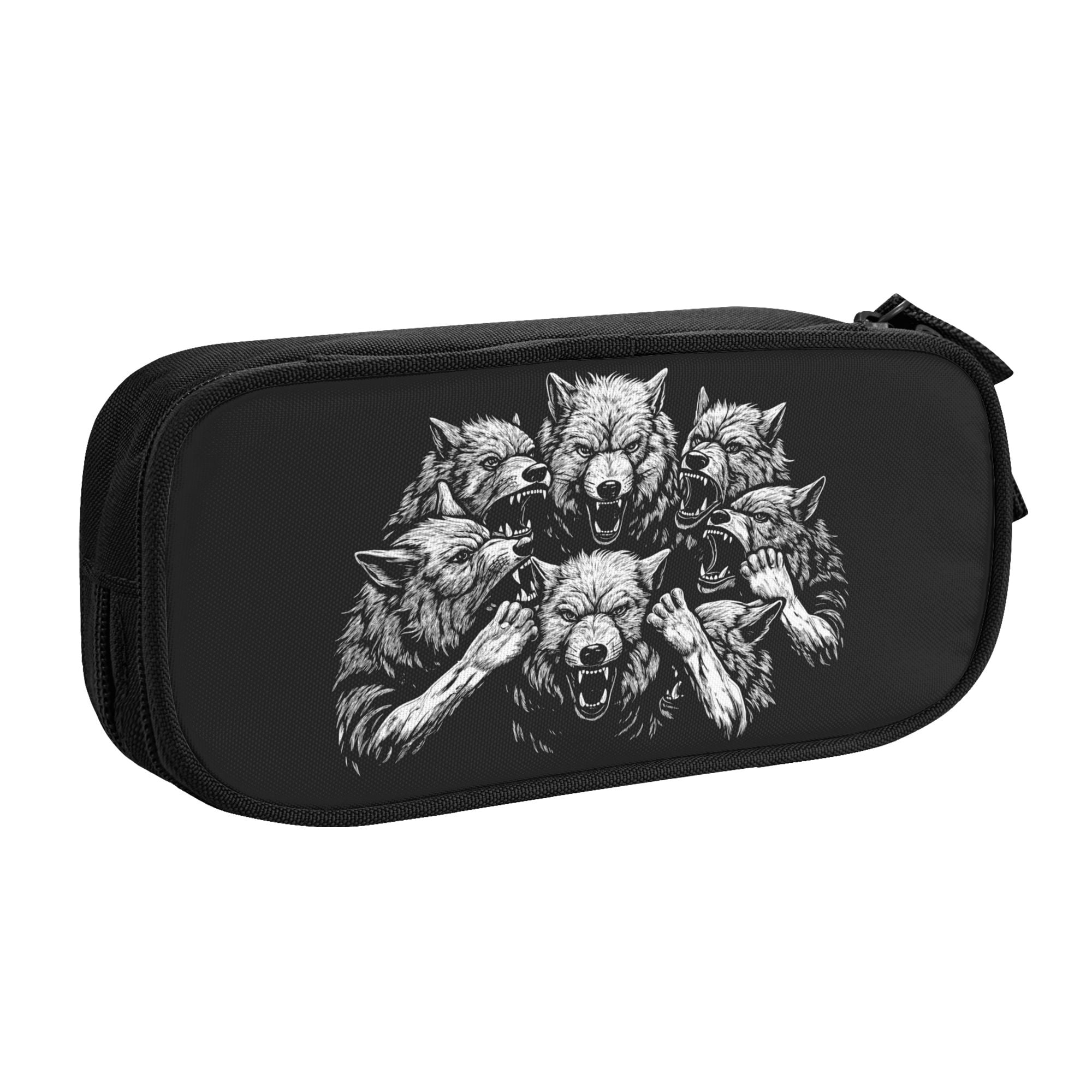 TEQUAN Large Capacity Pencil Case, Sketch Wolves Animals Pattern Pencil ...