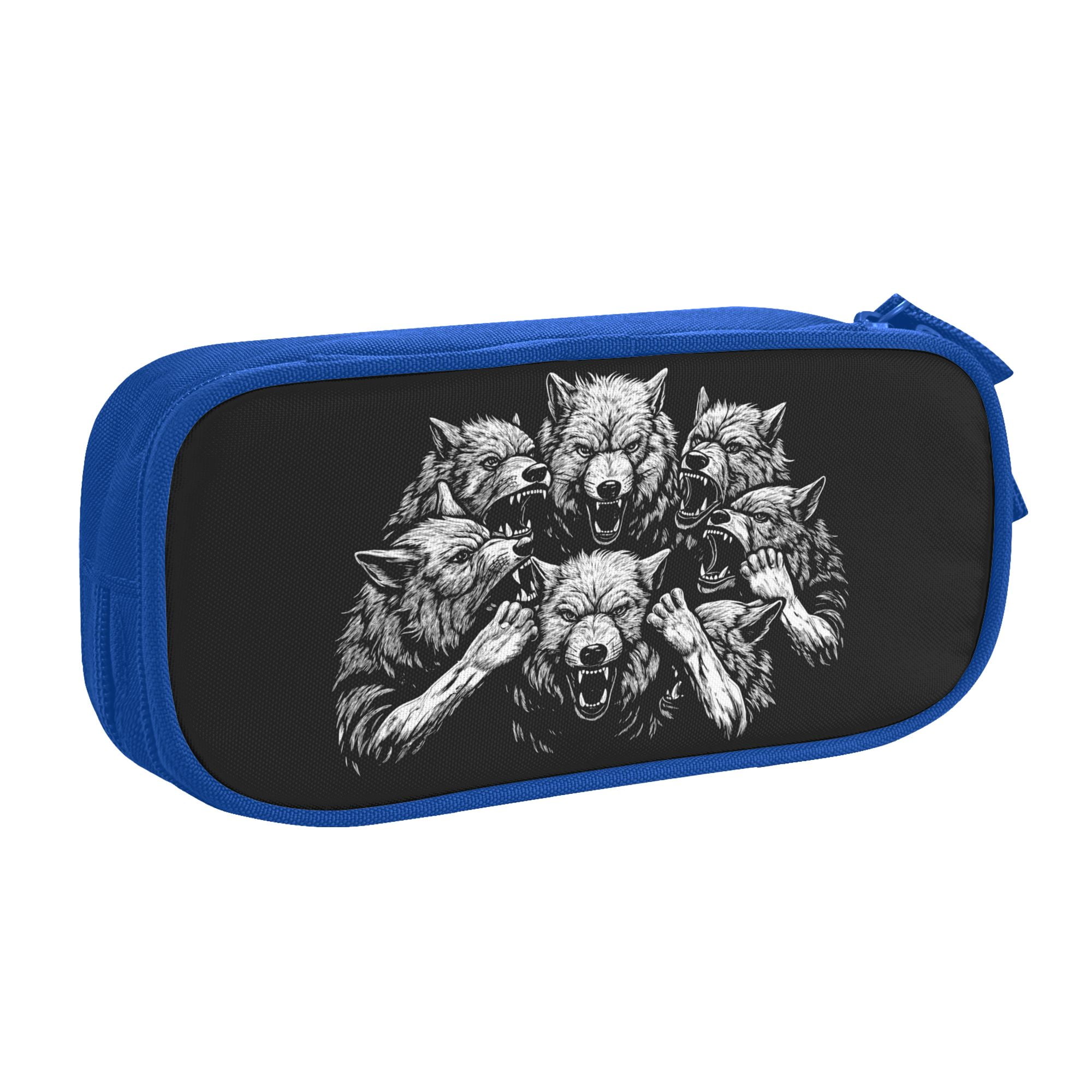 TEQUAN Large Capacity Pencil Case, Sketch Wolves Animals Pattern Pencil ...