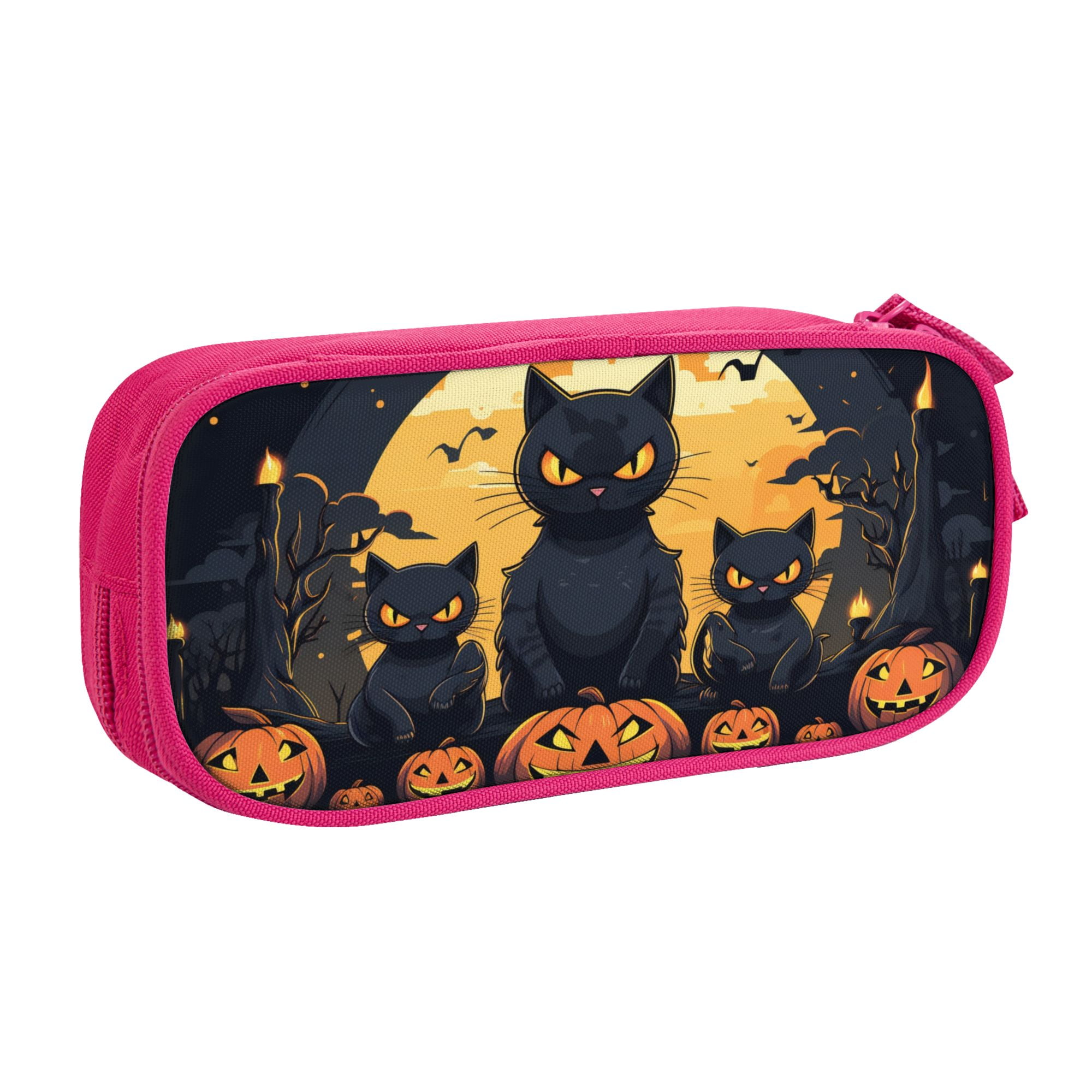 TEQUAN Large Capacity Pencil Case, Spooky Cats Halloween Celebration ...