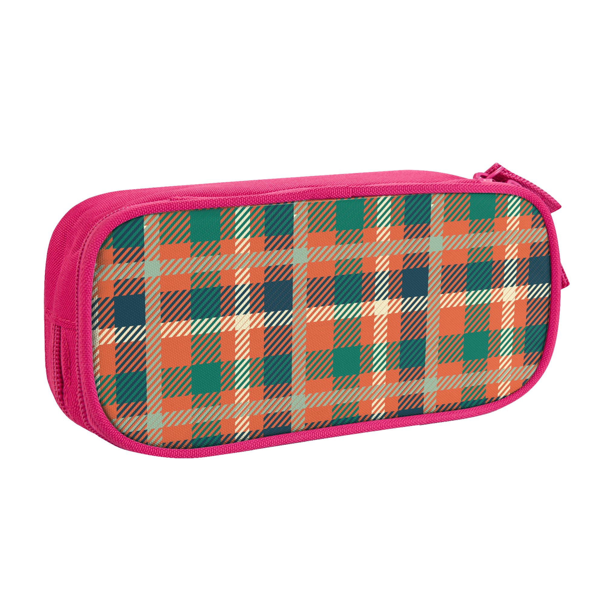 TEQUAN Large Capacity Pencil Case, Vintage Orange Plaid Stripes Pattern ...