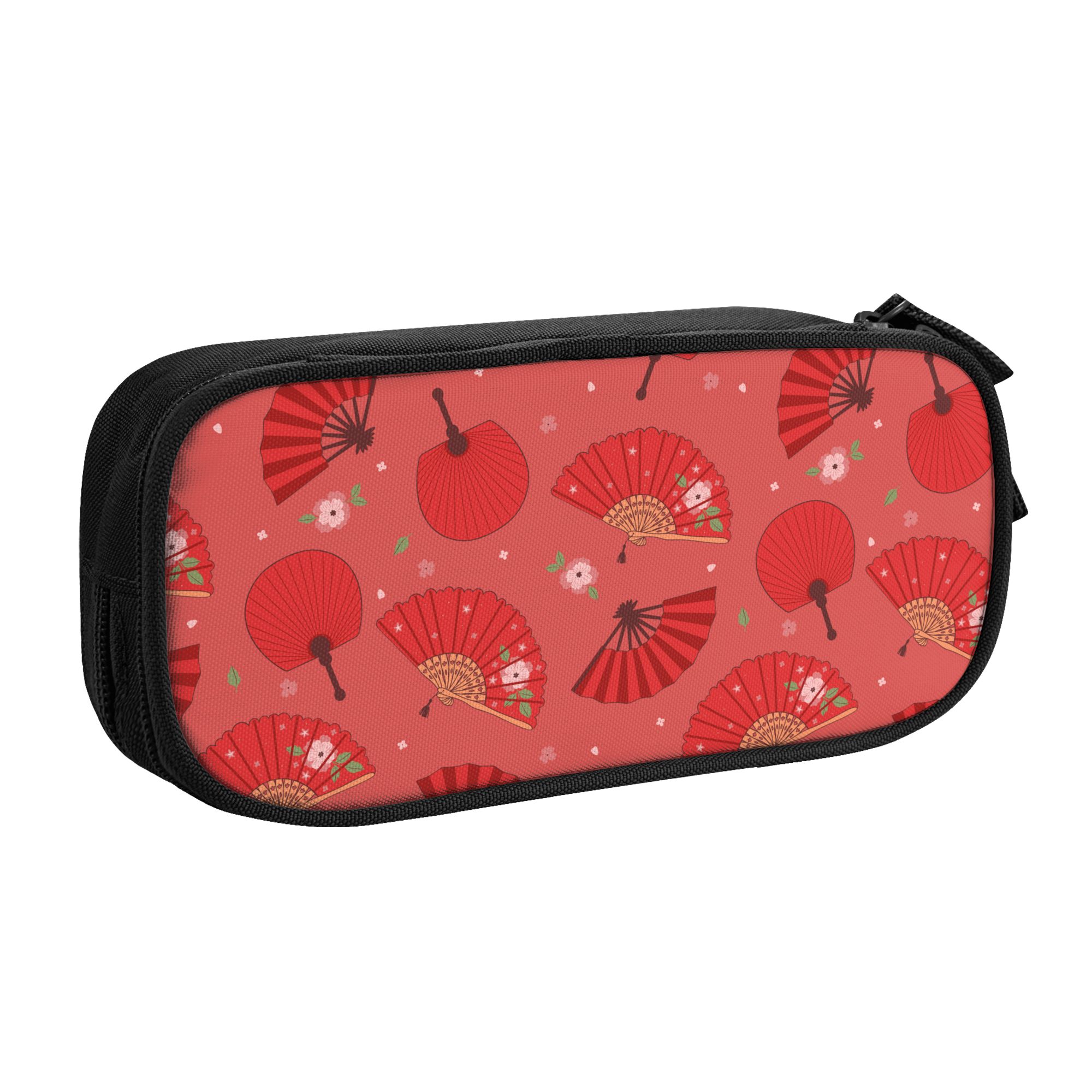 TEQUAN Large Capacity Pencil Case, Vintage Oriental Red Hand Fans ...