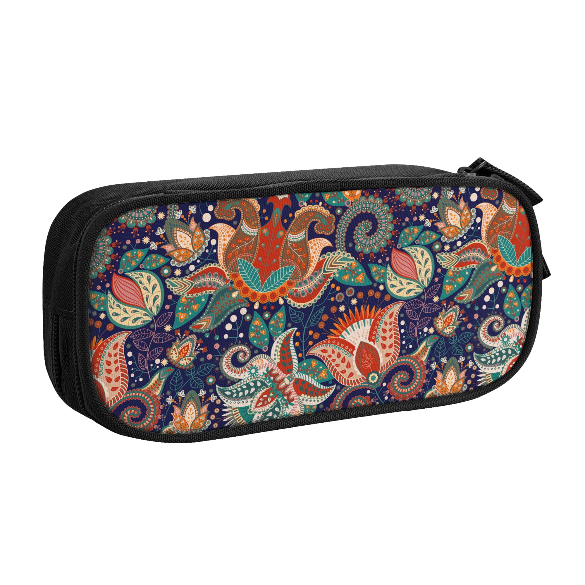 TEQUAN Large Capacity Pencil Case, Vintage Paisley Batik Flowers ...