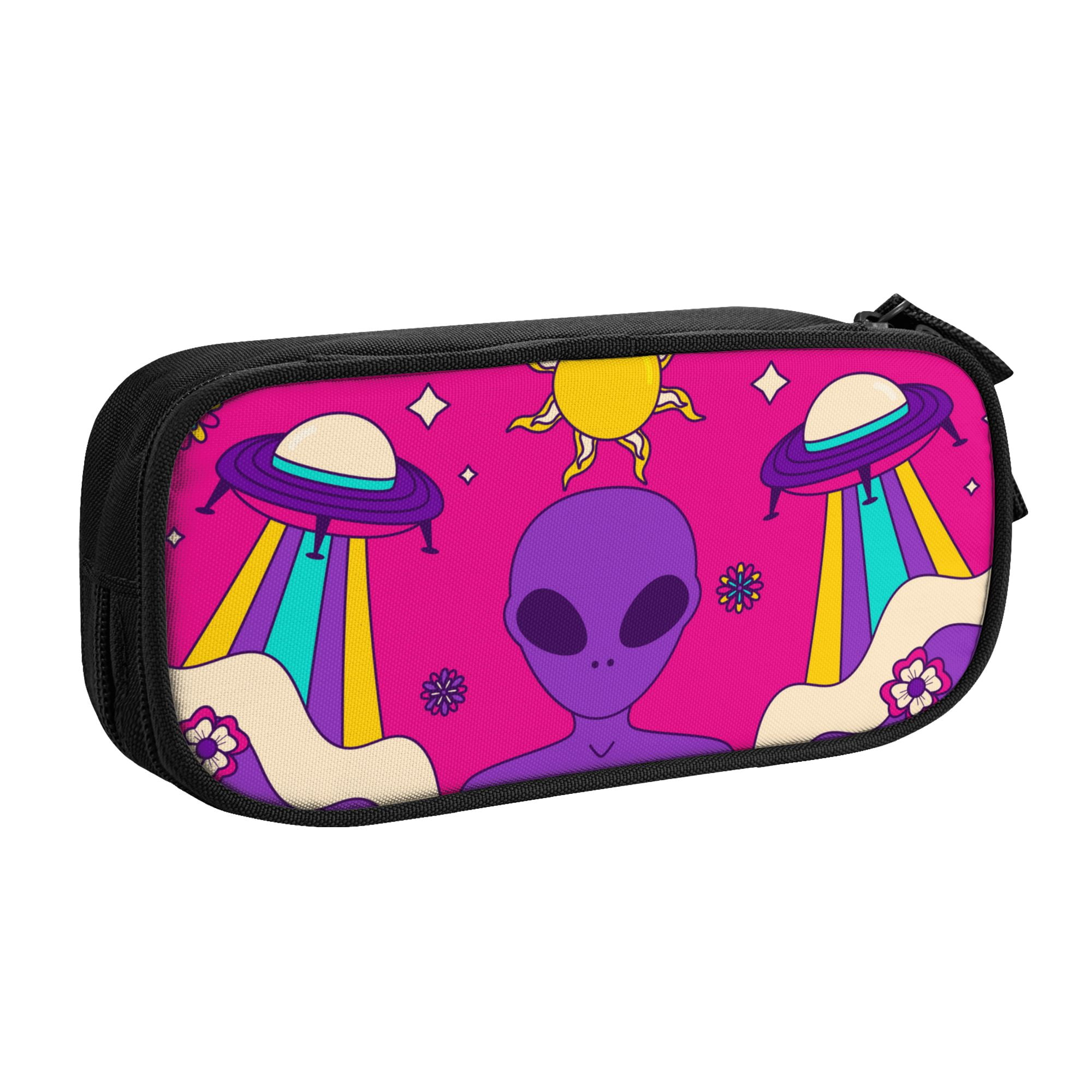 TEQUAN Large Capacity Pencil Case, Vintage Psychedelic Alien Spaceship ...
