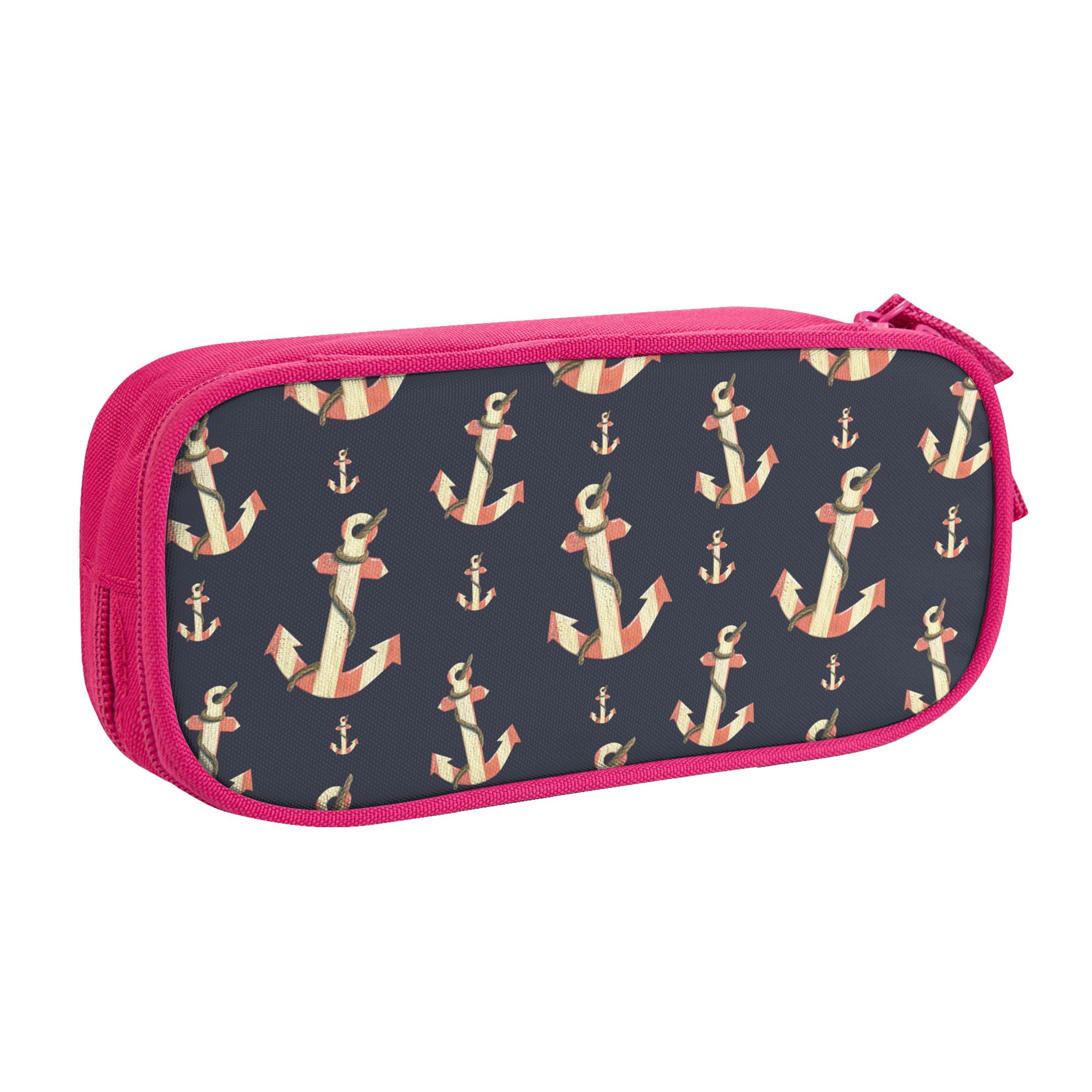 TEQUAN Large Capacity Pencil Case, Watercolor Anchors Nautical Pattern ...