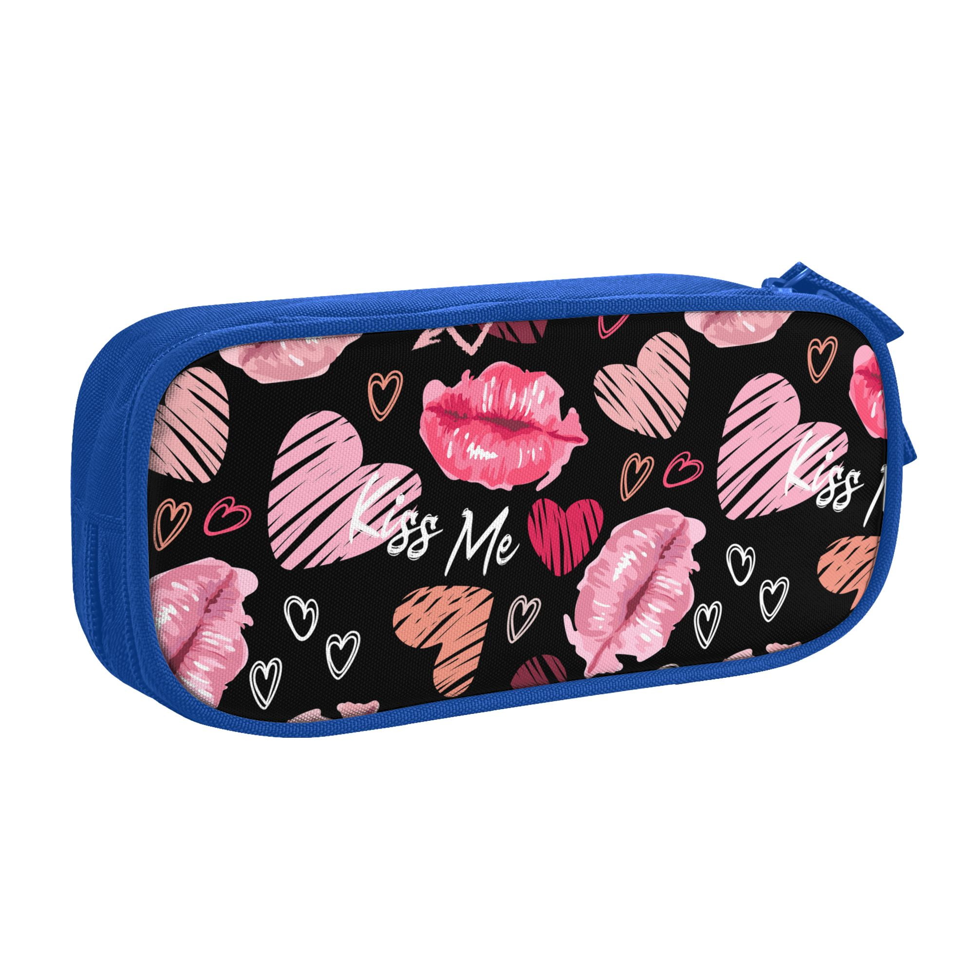 TEQUAN Large Capacity Pencil Case, Watercolor Lips Hearts Pattern ...