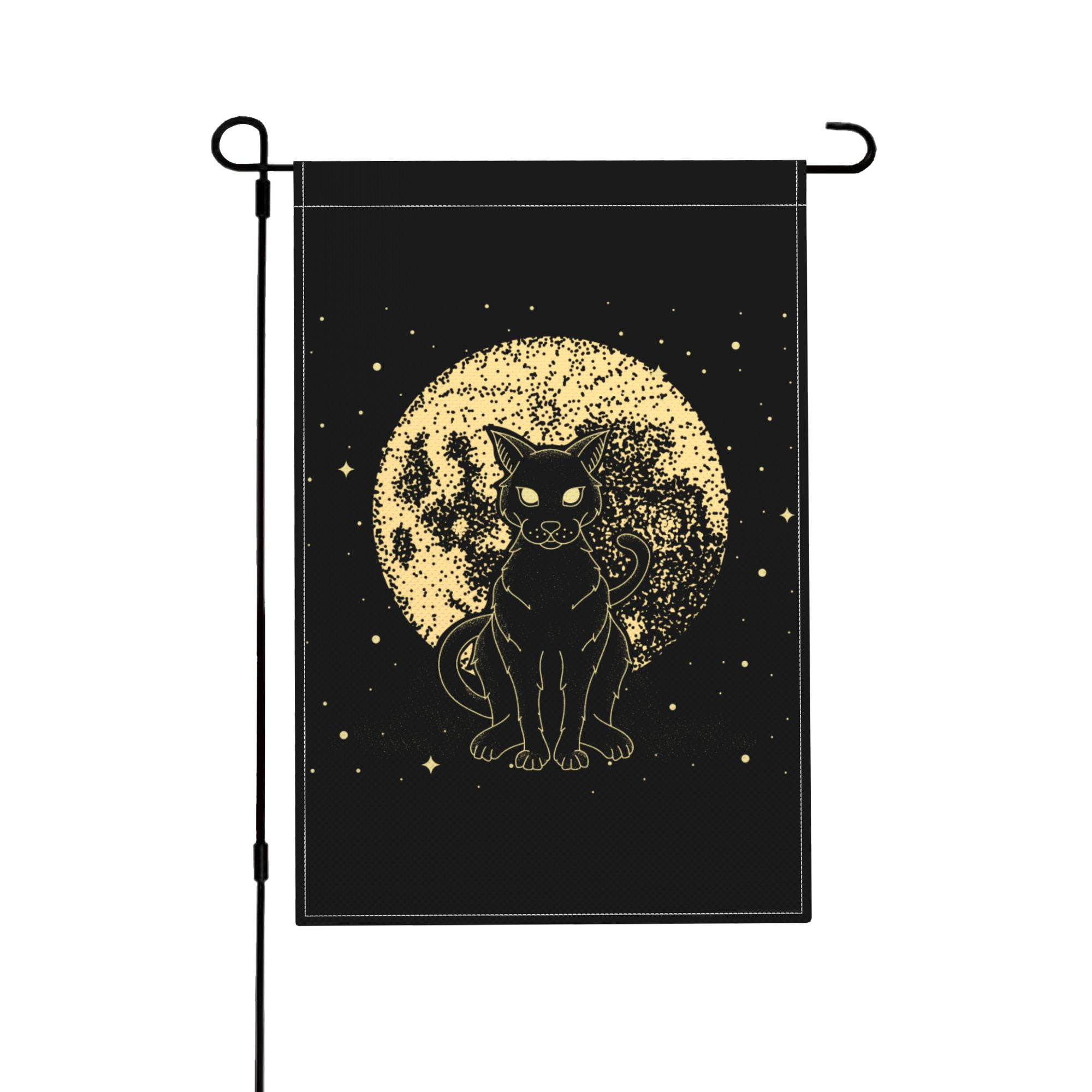 TEQUAN Mystical Full Moon Cat Garden Flags, 18 x 12 inch Double Sided ...