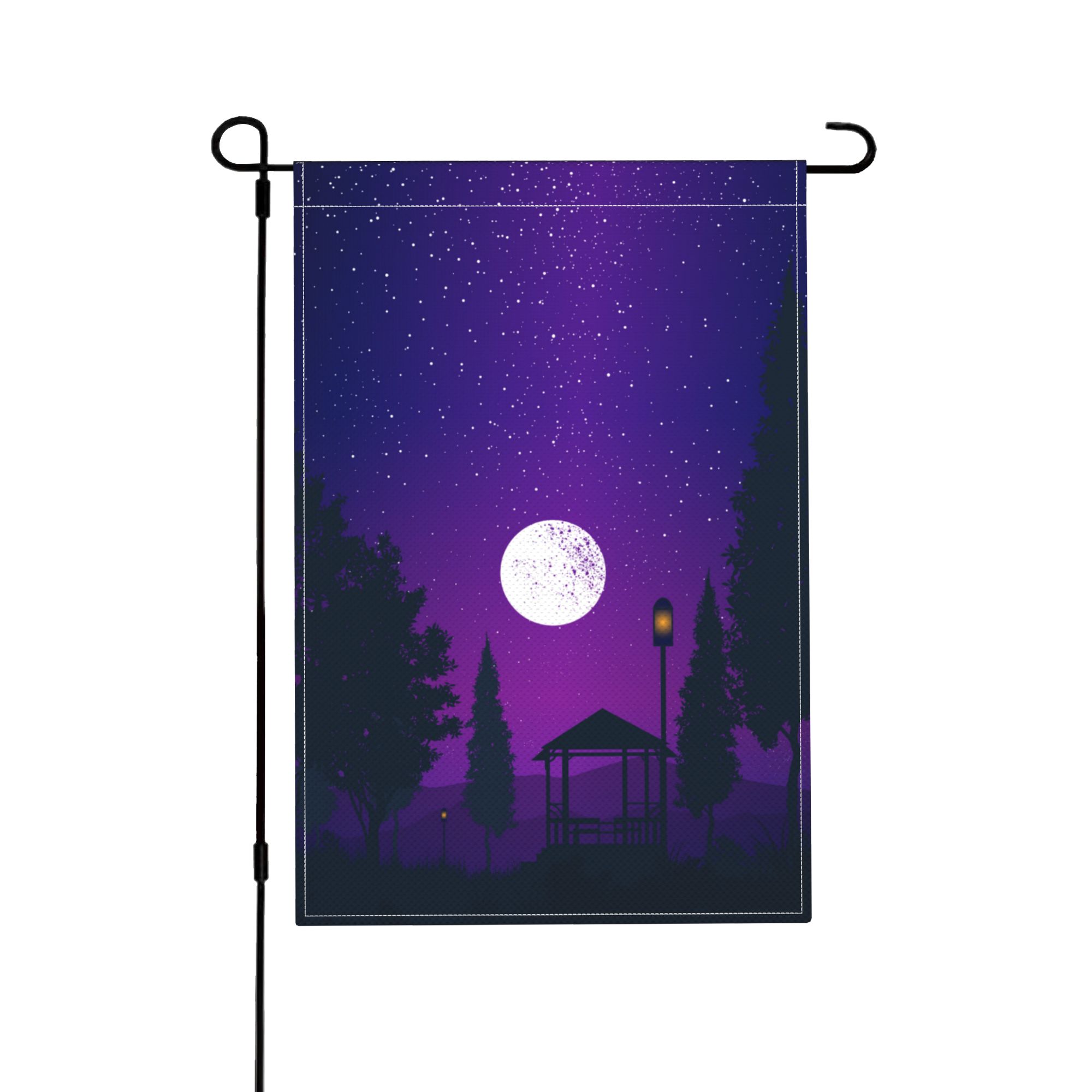 TEQUAN Night Sky Moon House Garden Flags, 18 x 12 inch Double Sided ...