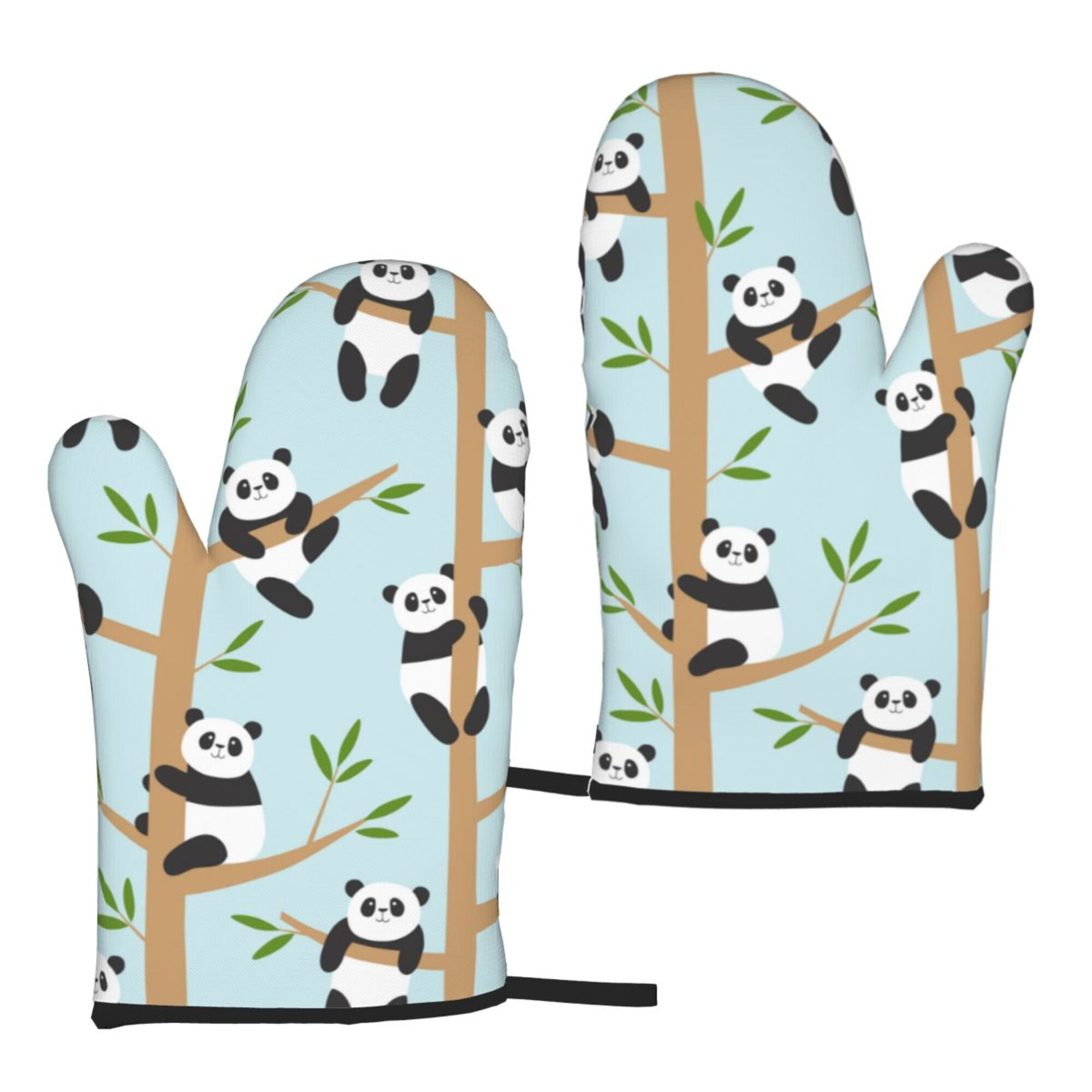 TEQUAN Oven Mitts, Cute Panda Cartoon Bear Pattern Heat Resistant ...
