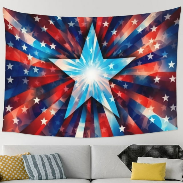 TEQUAN Patriotic American Flag Stars Pattern Large Tapestry, Aesthetic ...