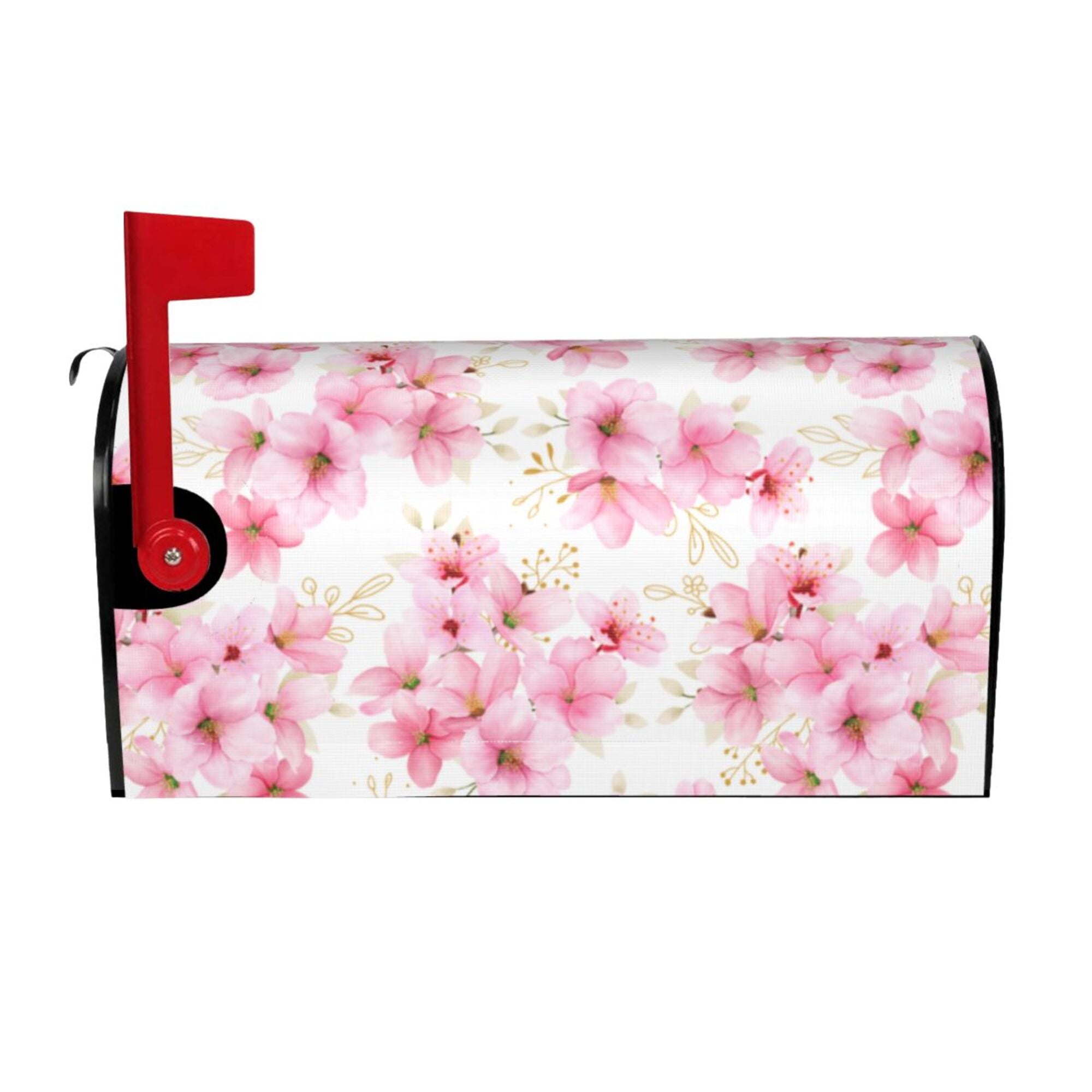 TEQUAN Pink Watercolor Cherry Blossom Magnetic Mailbox Cover, Mailbox ...