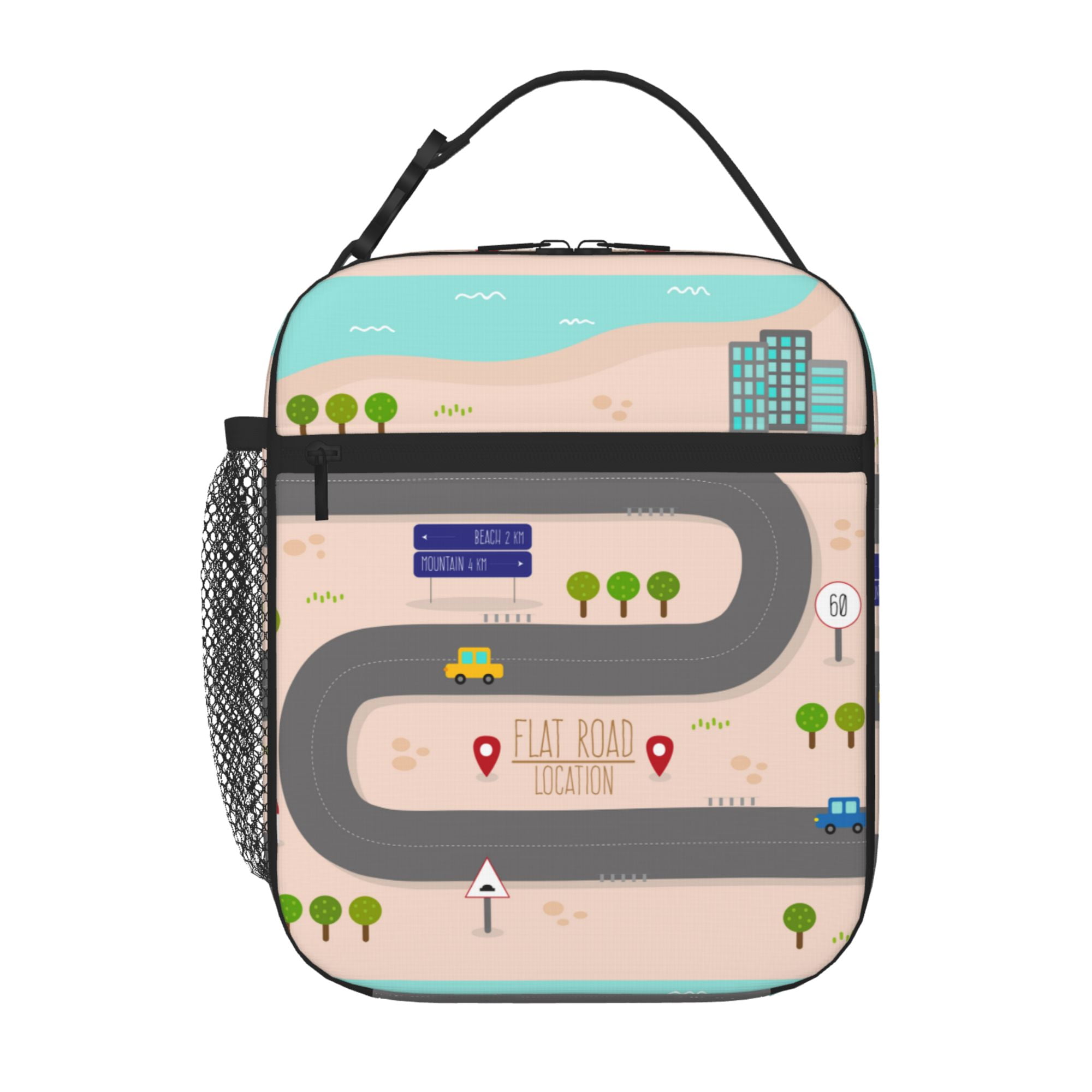 TEQUAN Portable Lunch Bag, Abstract City Road Map Pattern Reusable ...