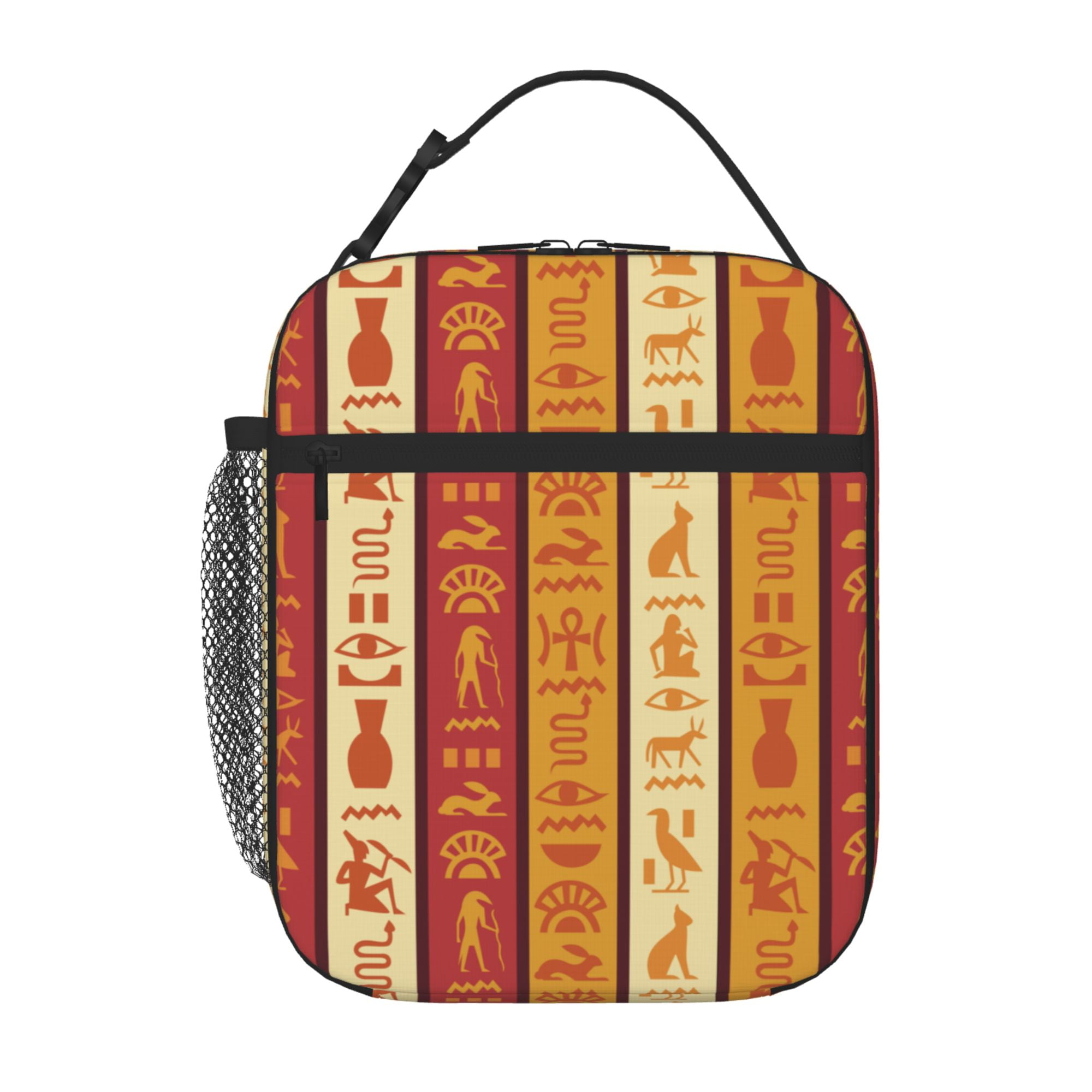 TEQUAN Portable Lunch Bag, Ancient Egypt Hieroglyphic Pattern Reusable ...