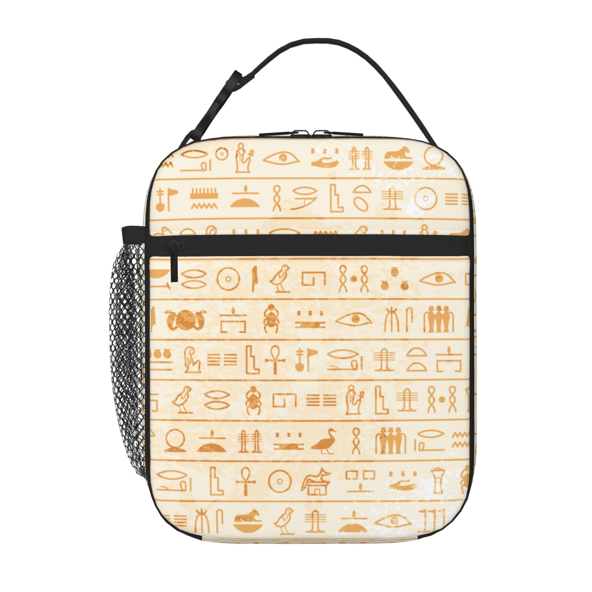 TEQUAN Portable Lunch Bag, Ancient Egypt Hieroglyphs Pattern Reusable ...