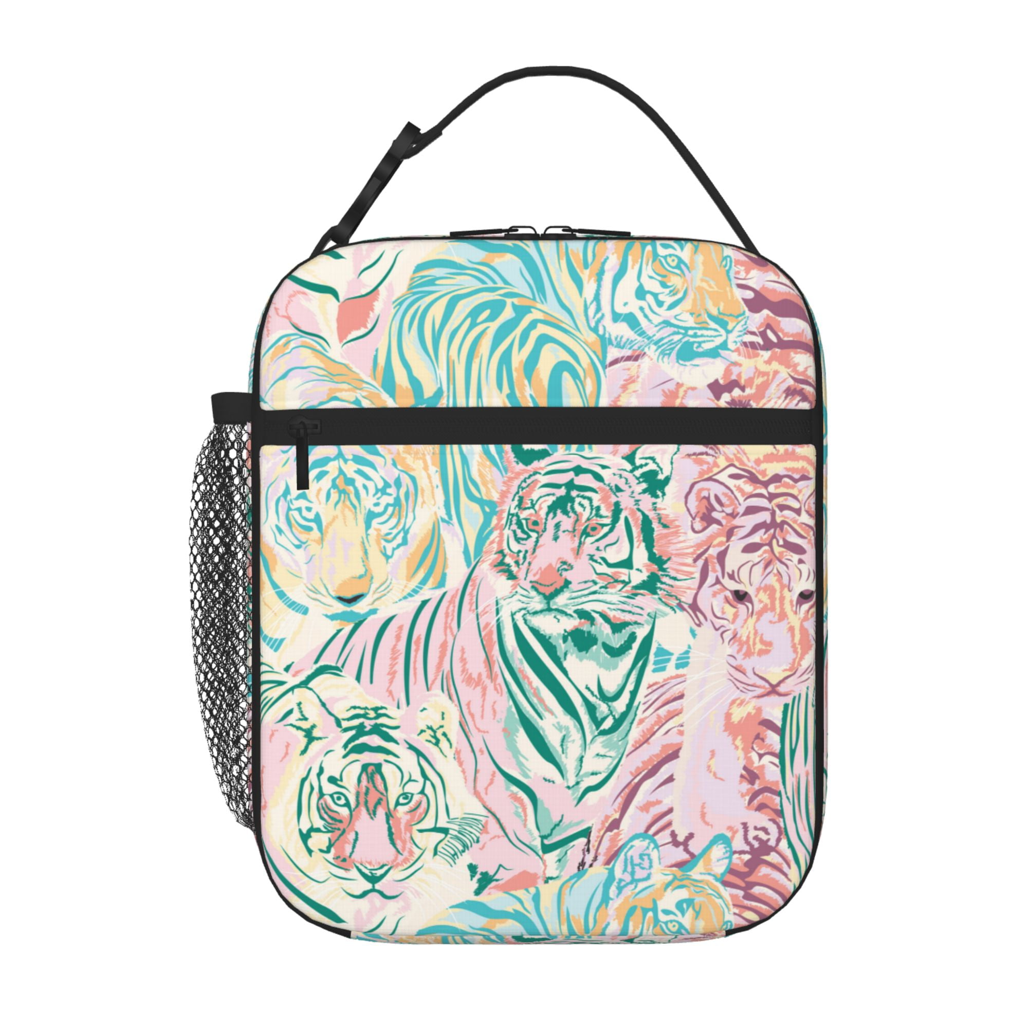 TEQUAN Portable Lunch Bag, Animal Tigers Pastel Color Pattern Reusable ...