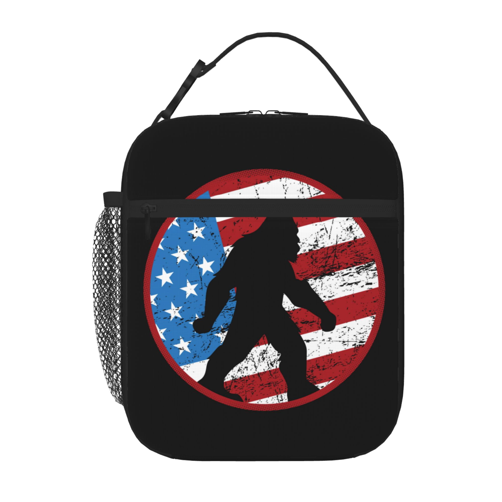 TEQUAN Portable Lunch Bag, Big Foot Patriotic Red Flag Pattern Reusable ...