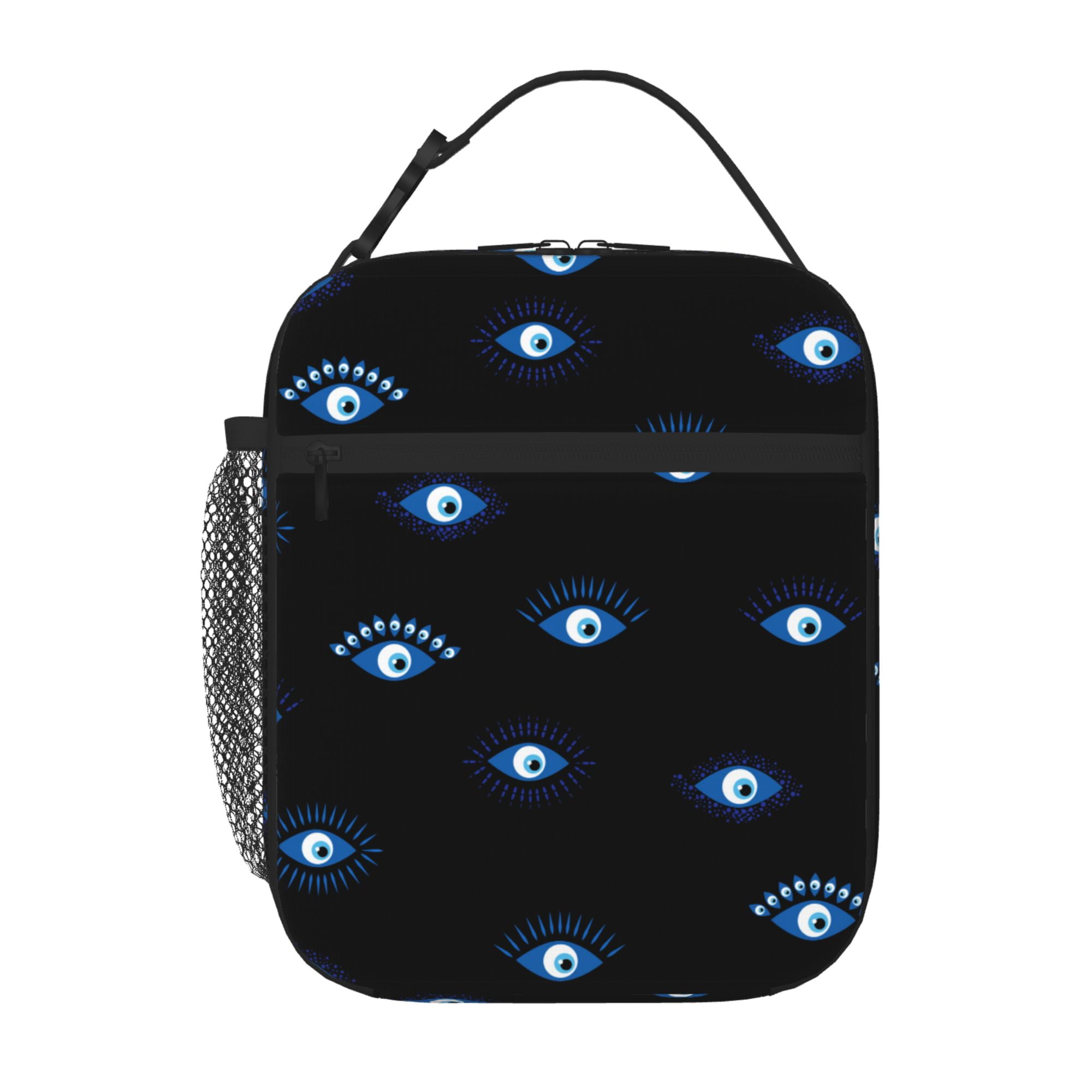 TEQUAN Portable Lunch Bag, Blue Evil Eyes Pattern Reusable Insulated ...