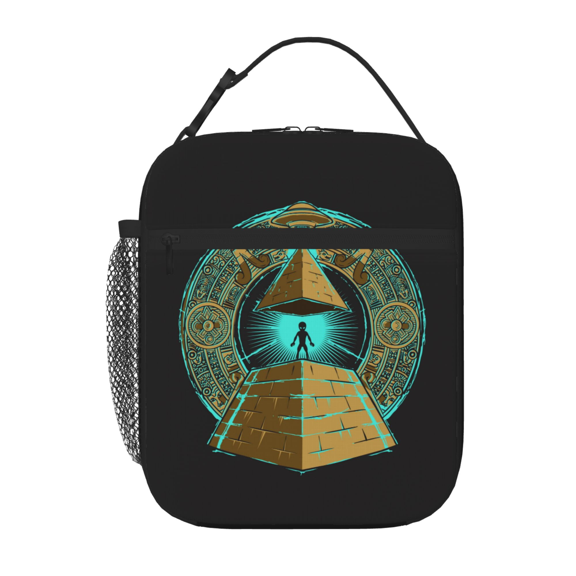 TEQUAN Portable Lunch Bag, Cartoon Pyramid Ufo Alien Pattern Reusable ...