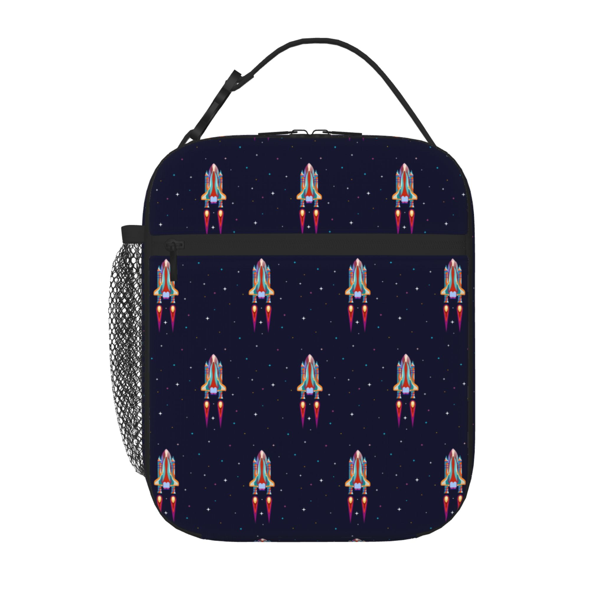 TEQUAN Portable Lunch Bag, Cartoon Rockets Spaceship Pattern Reusable ...