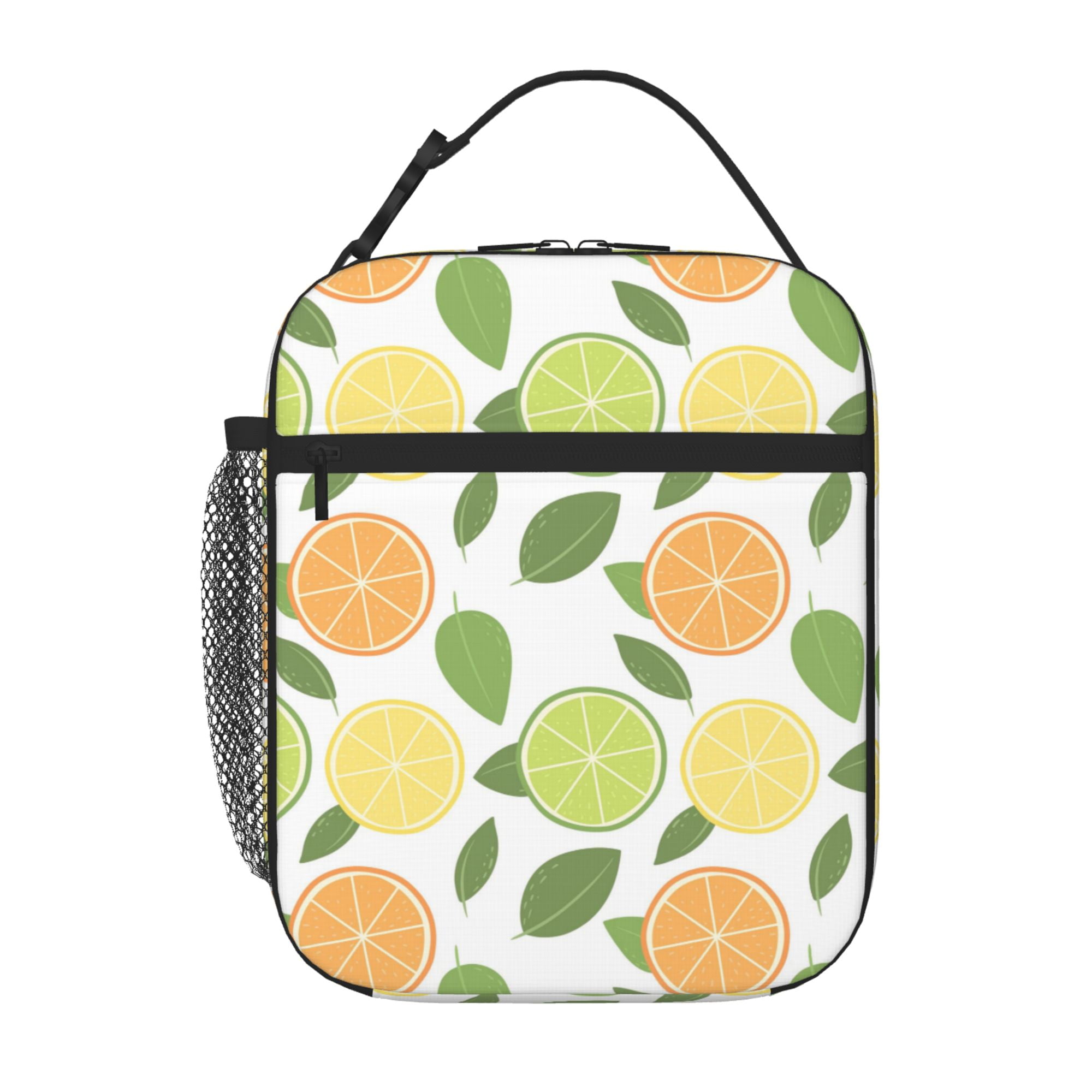 TEQUAN Portable Lunch Bag, Citrus Orange Lemon Lime Pattern Reusable ...