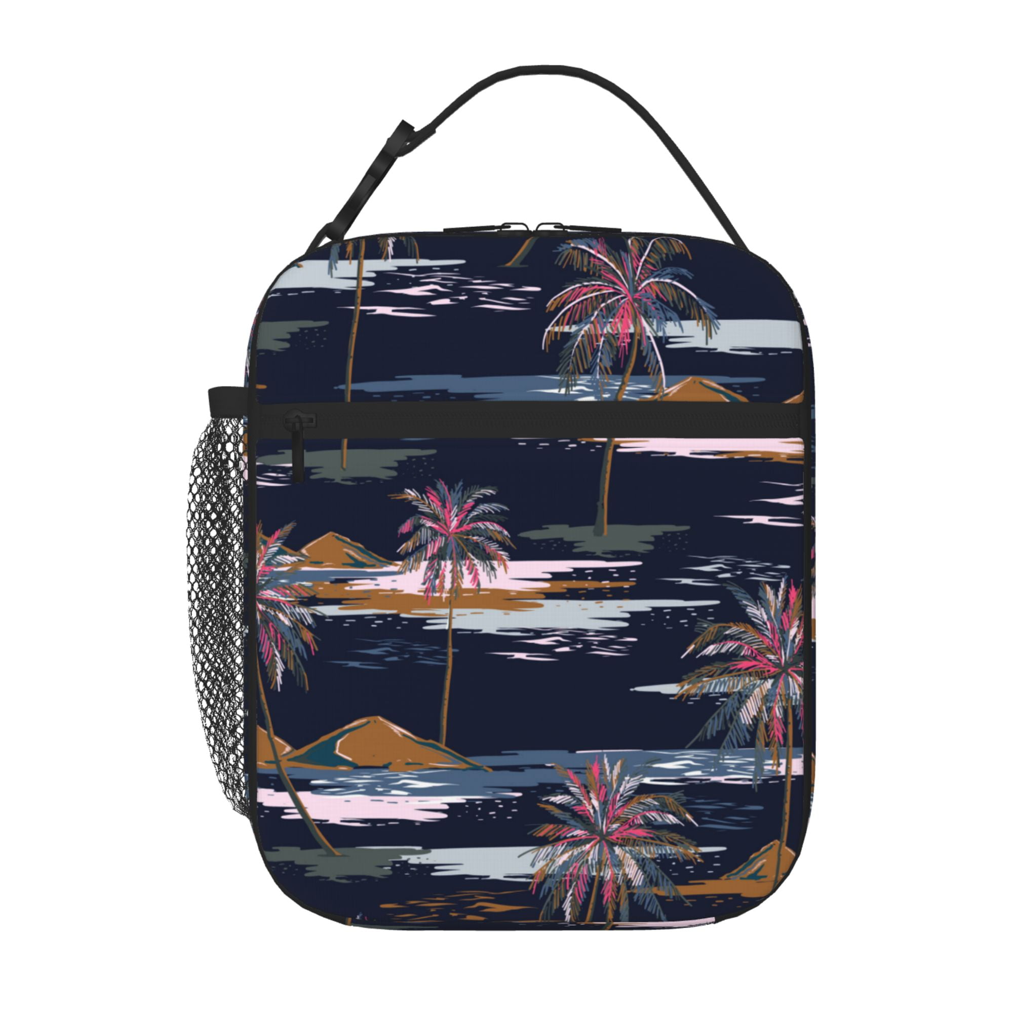 TEQUAN Portable Lunch Bag, Colorful Hawaii Palm Trees Pattern Reusable ...